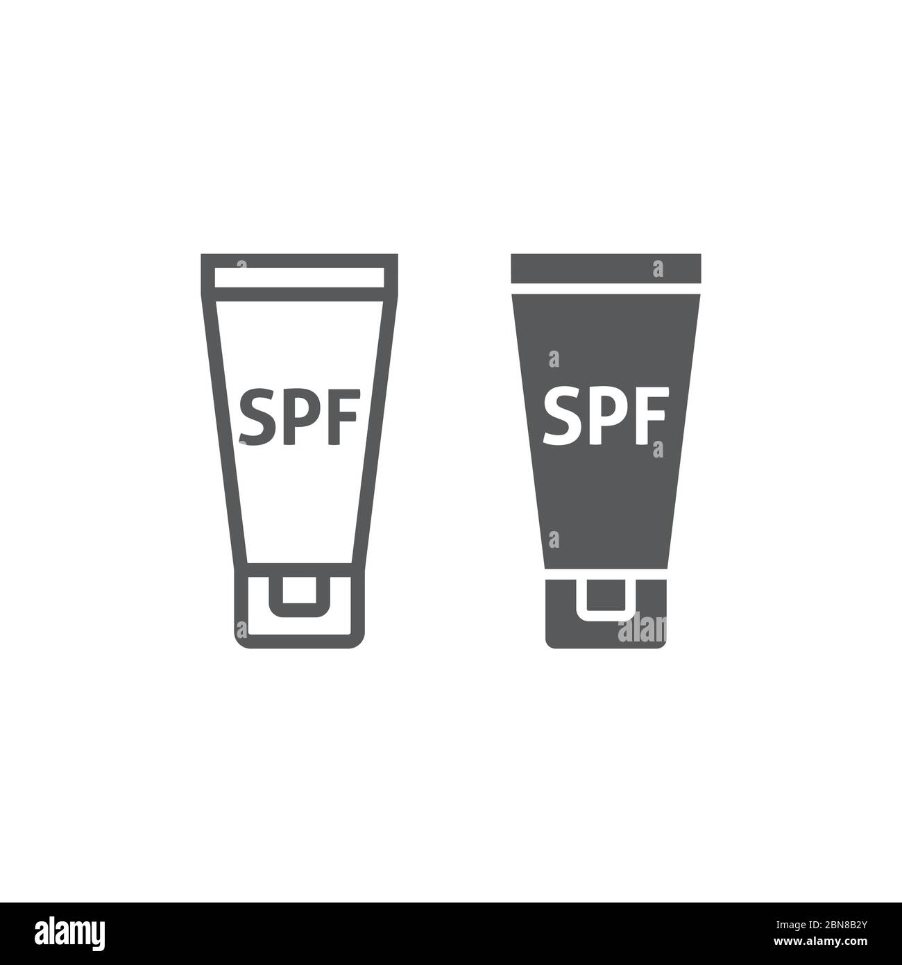 Sunscreen line and glyph icon, uv protection and beach, spf sign vector ...