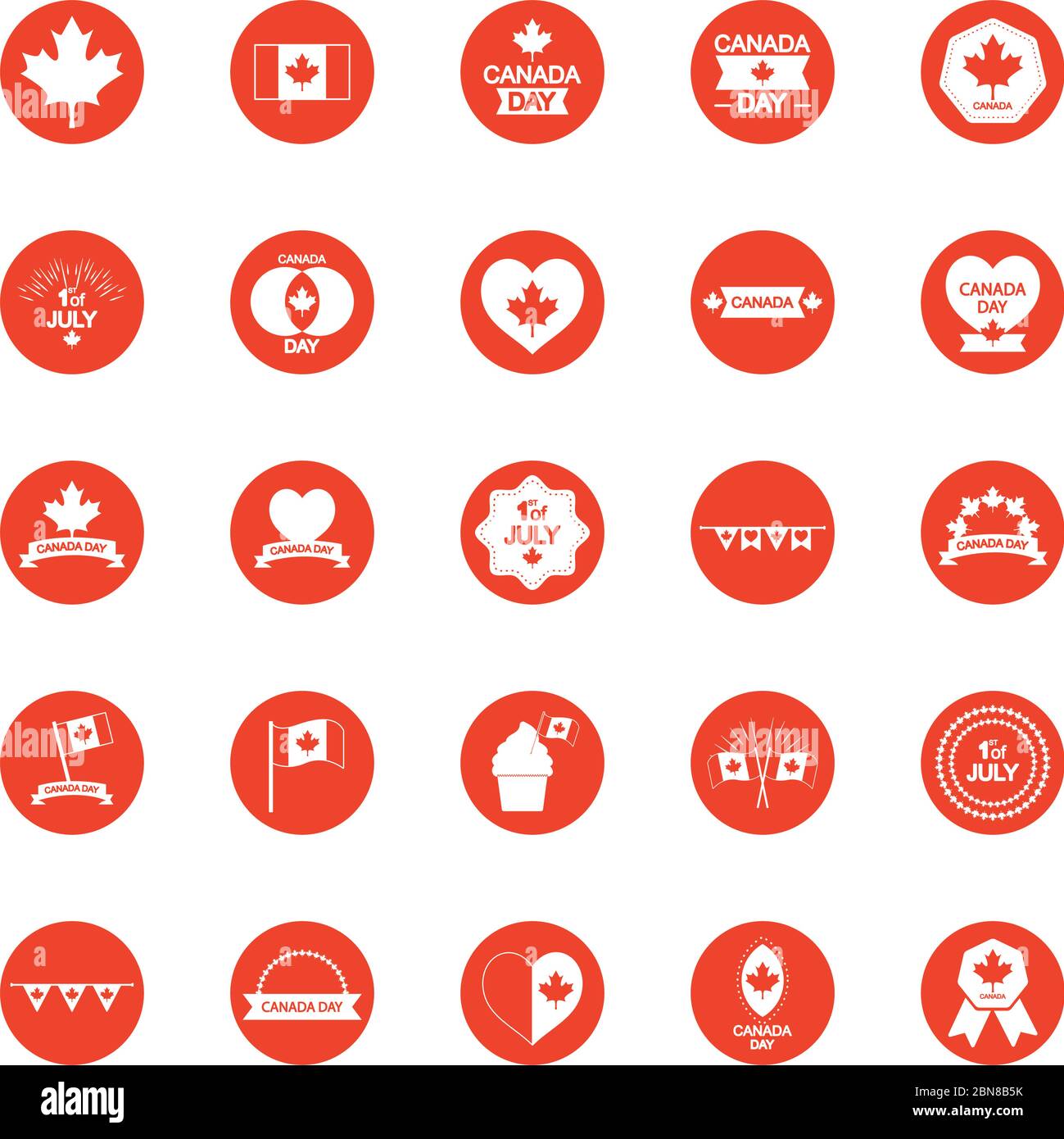 canada flags and Canada day icon set over white background, block ...