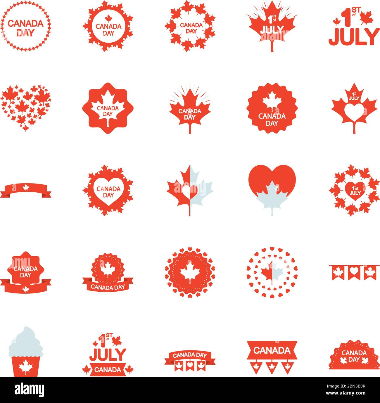 decorative round frames and canada day icon set over white background ...