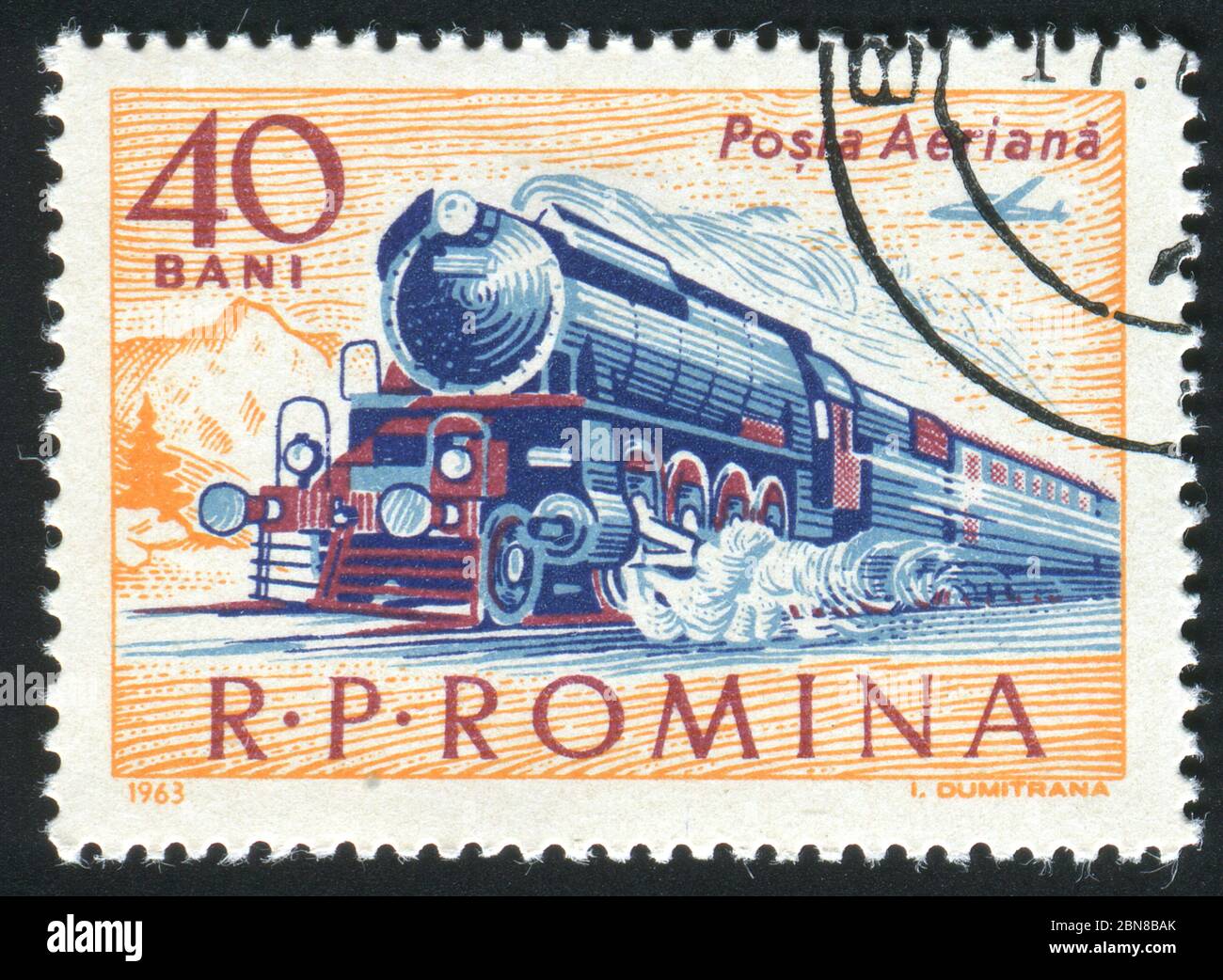 ROMANIA - CIRCA 1963: Ancient train with a steam locomotive, circa 1963 ...