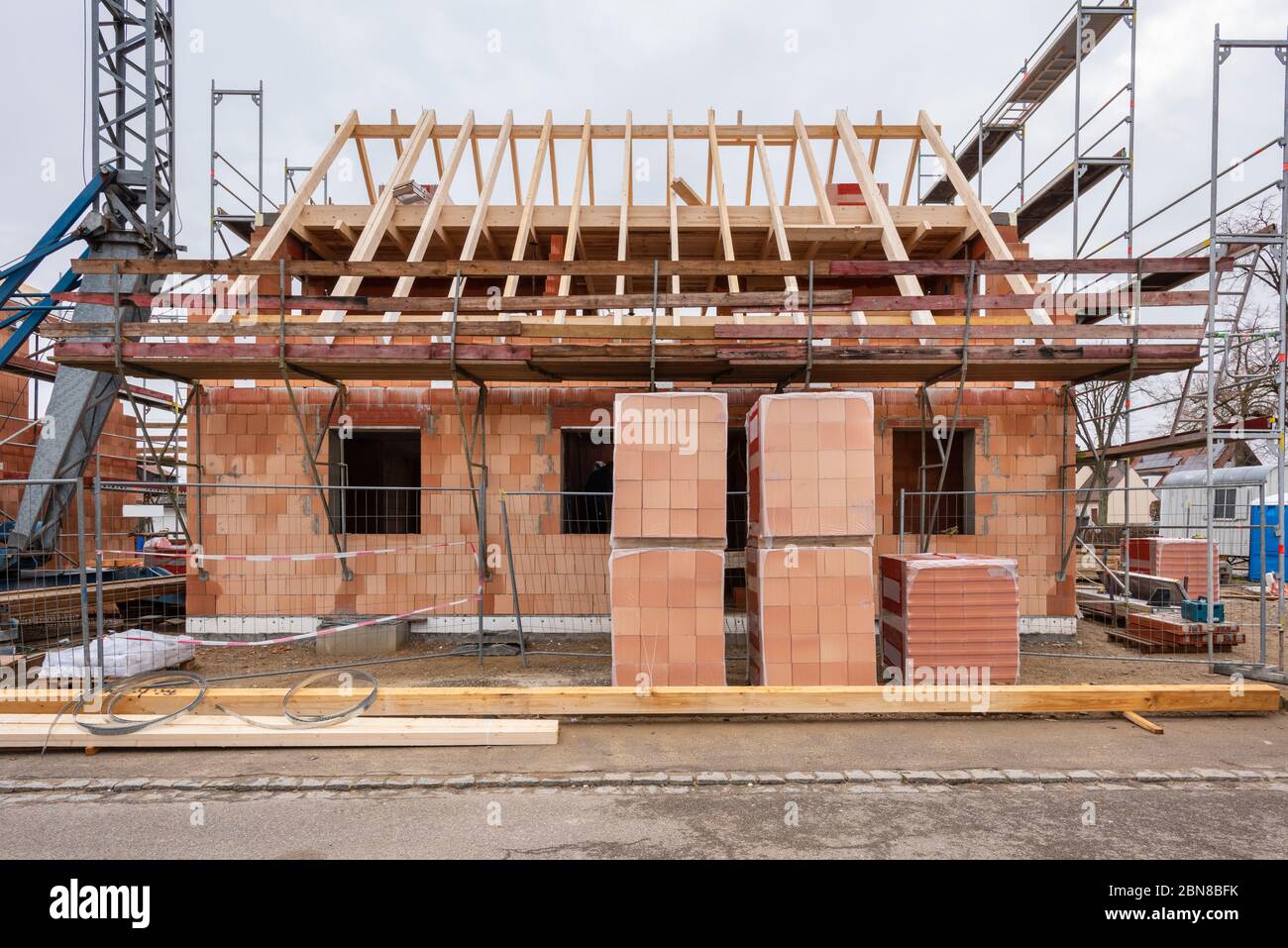 new built house in construction Stock Photo - Alamy