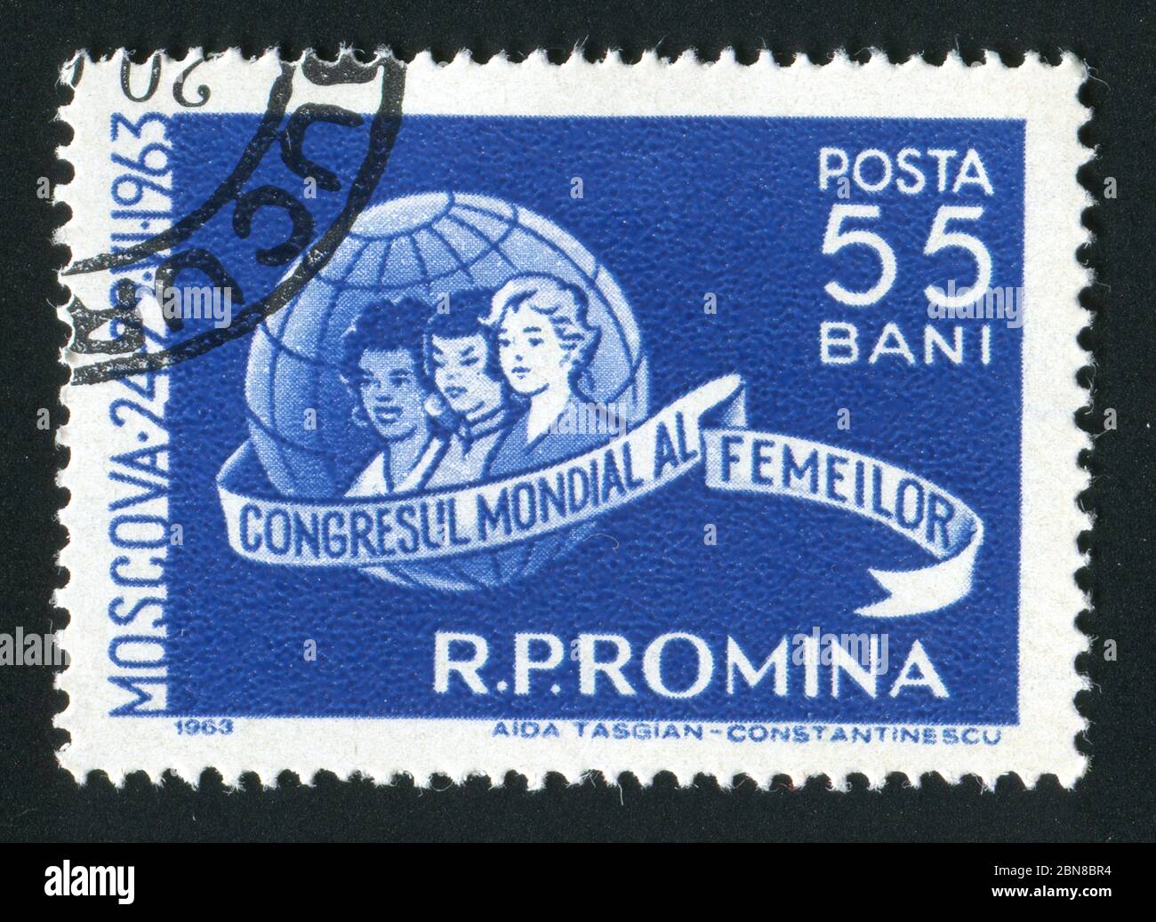 ROMANIA - CIRCA 1963: Women and Globe. Women’s Cong., Moscow, June 24 ...