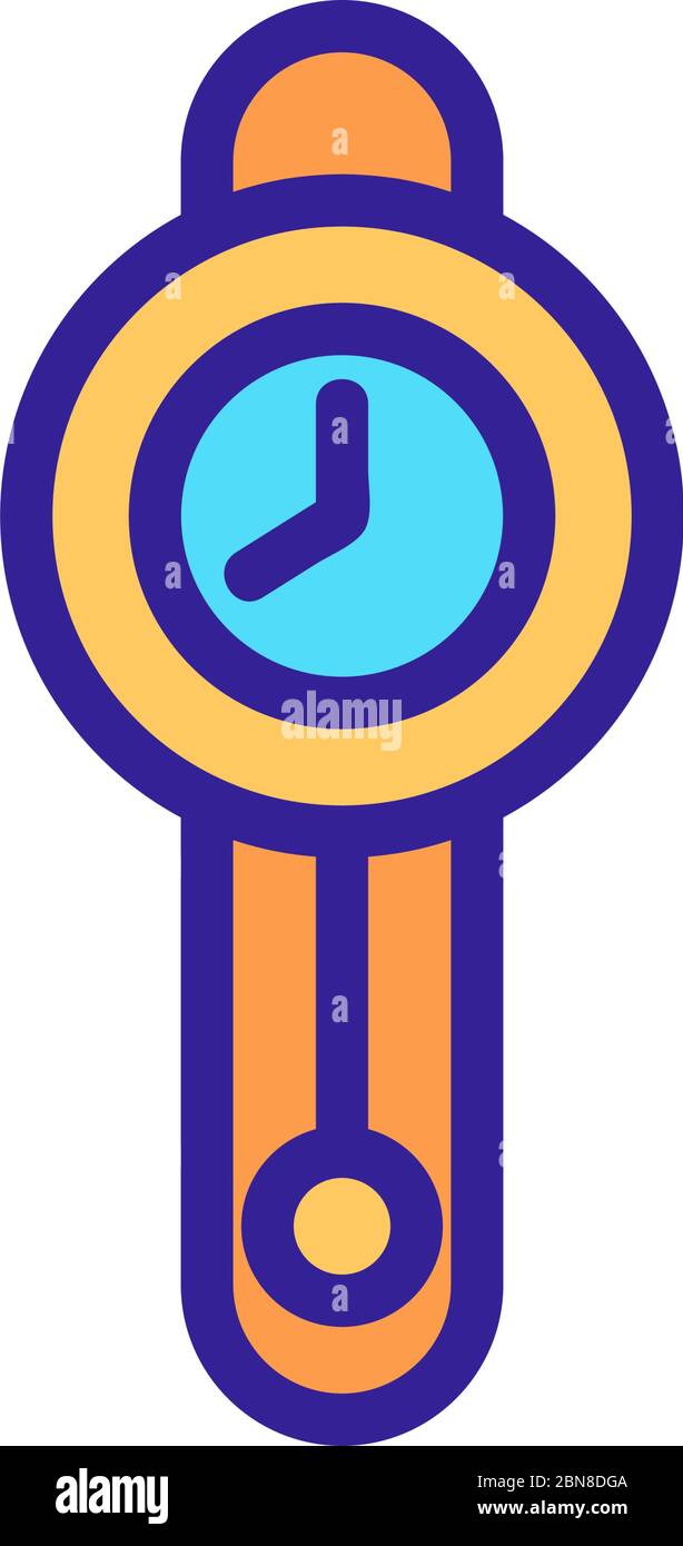 round pendulum clock wall mounted icon vector outline illustration ...