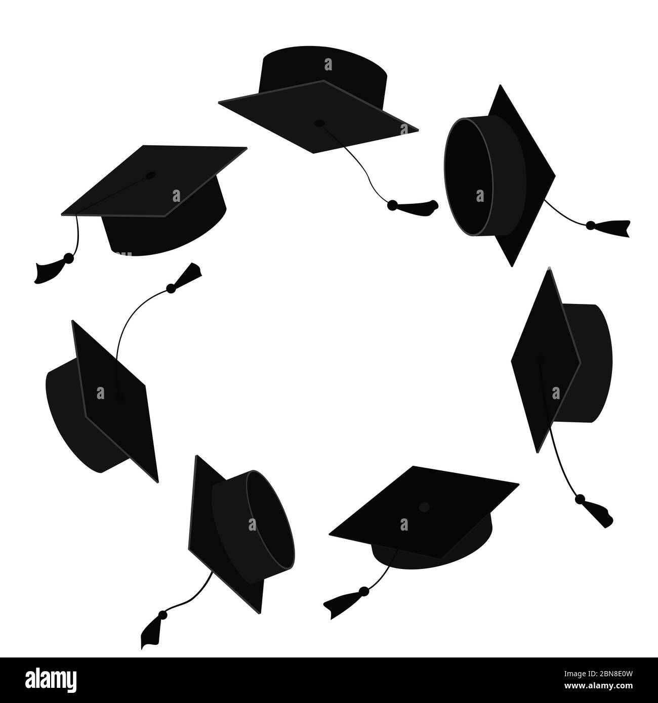 Circle frame from graduation caps. Place for text. Graduate background ...
