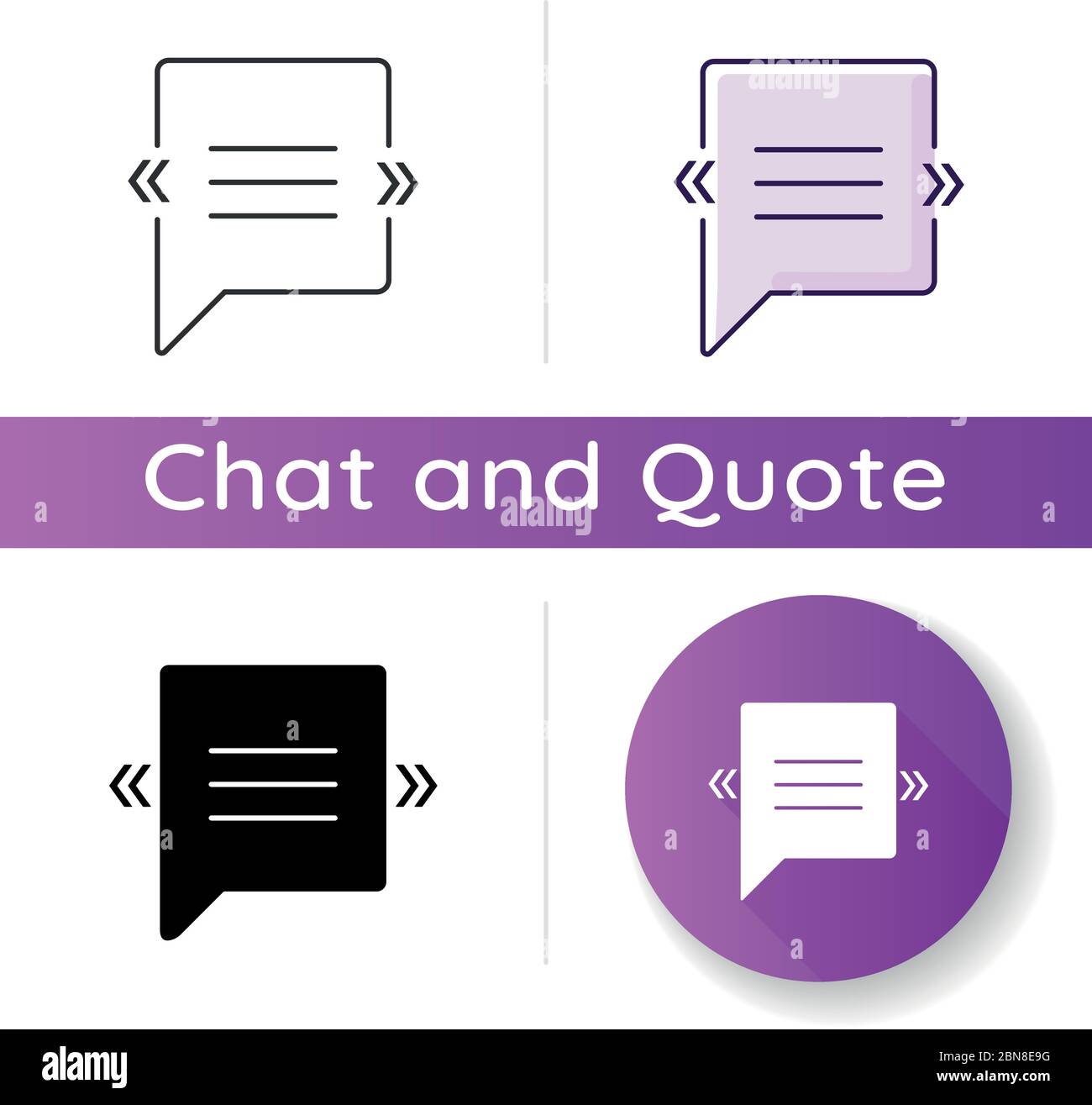 Chat bubble with angle quotes icon Stock Vector Image & Art - Alamy