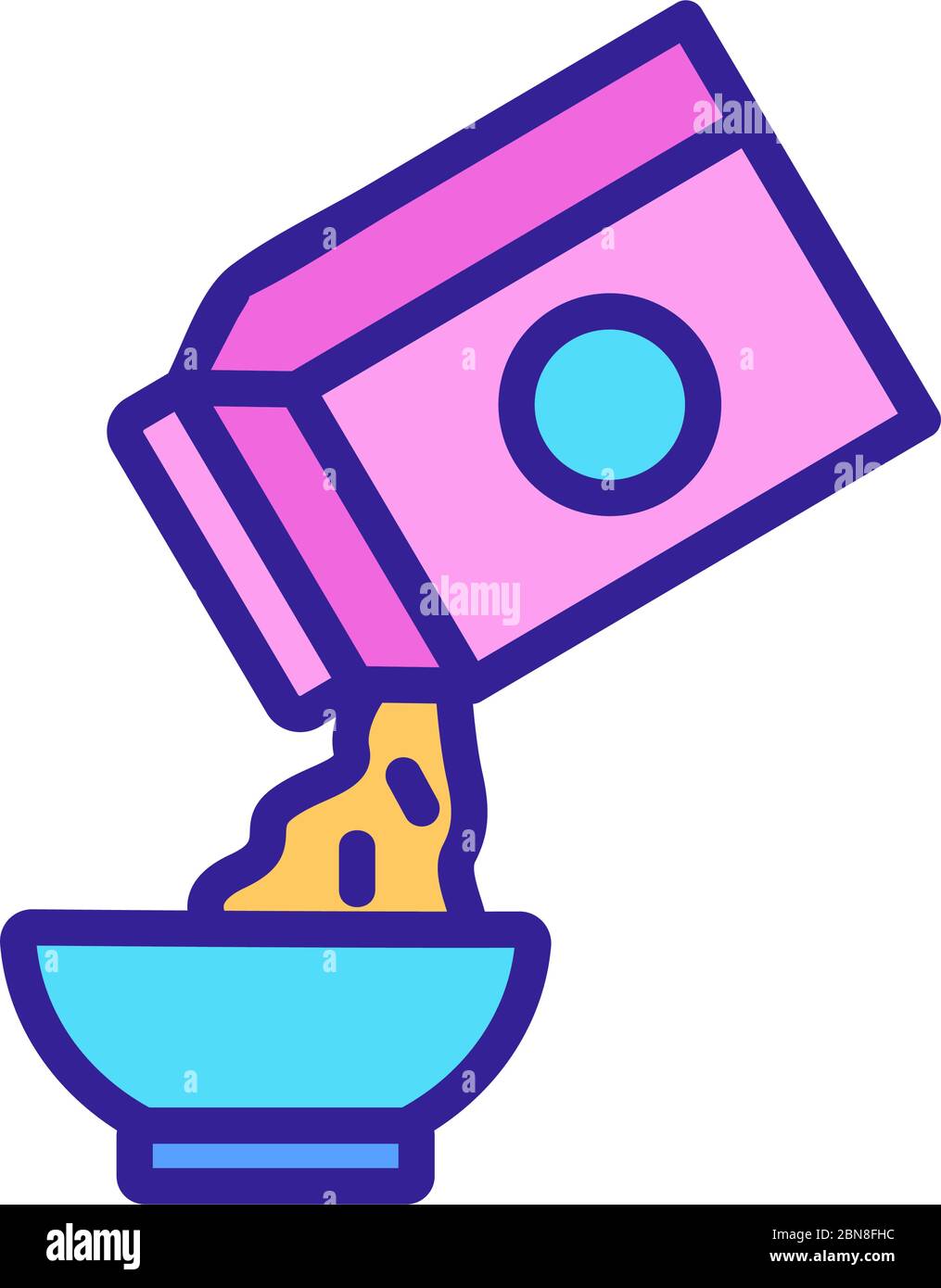 pour packaged muesli into bowl icon vector outline illustration Stock ...