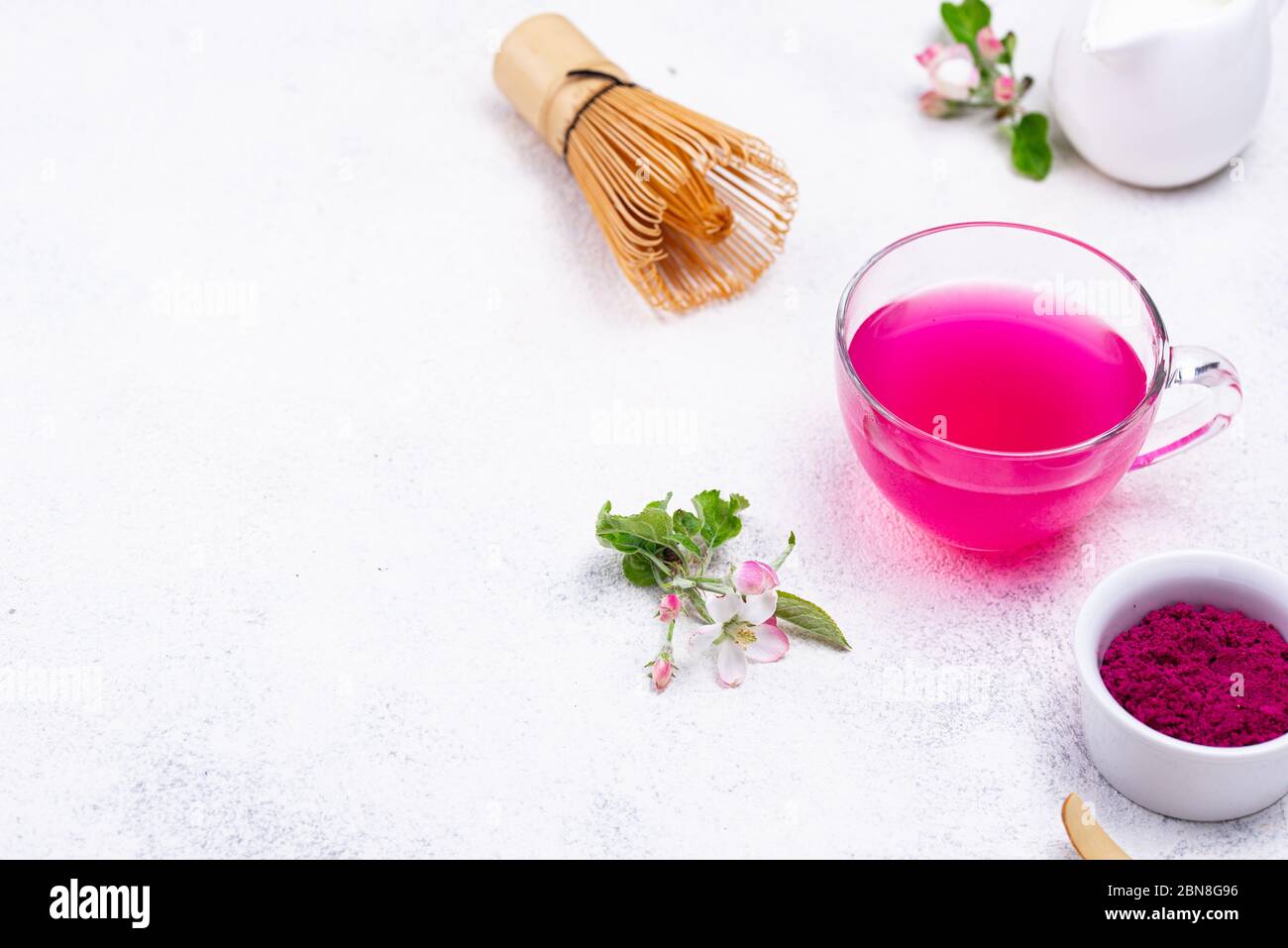 Pink matcha tea from dragon fruit Stock Photo - Alamy