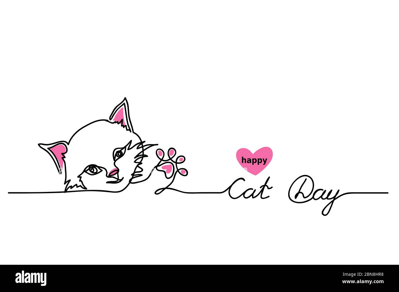 Doodle happy cat heart Stock Vector Images - Alamy