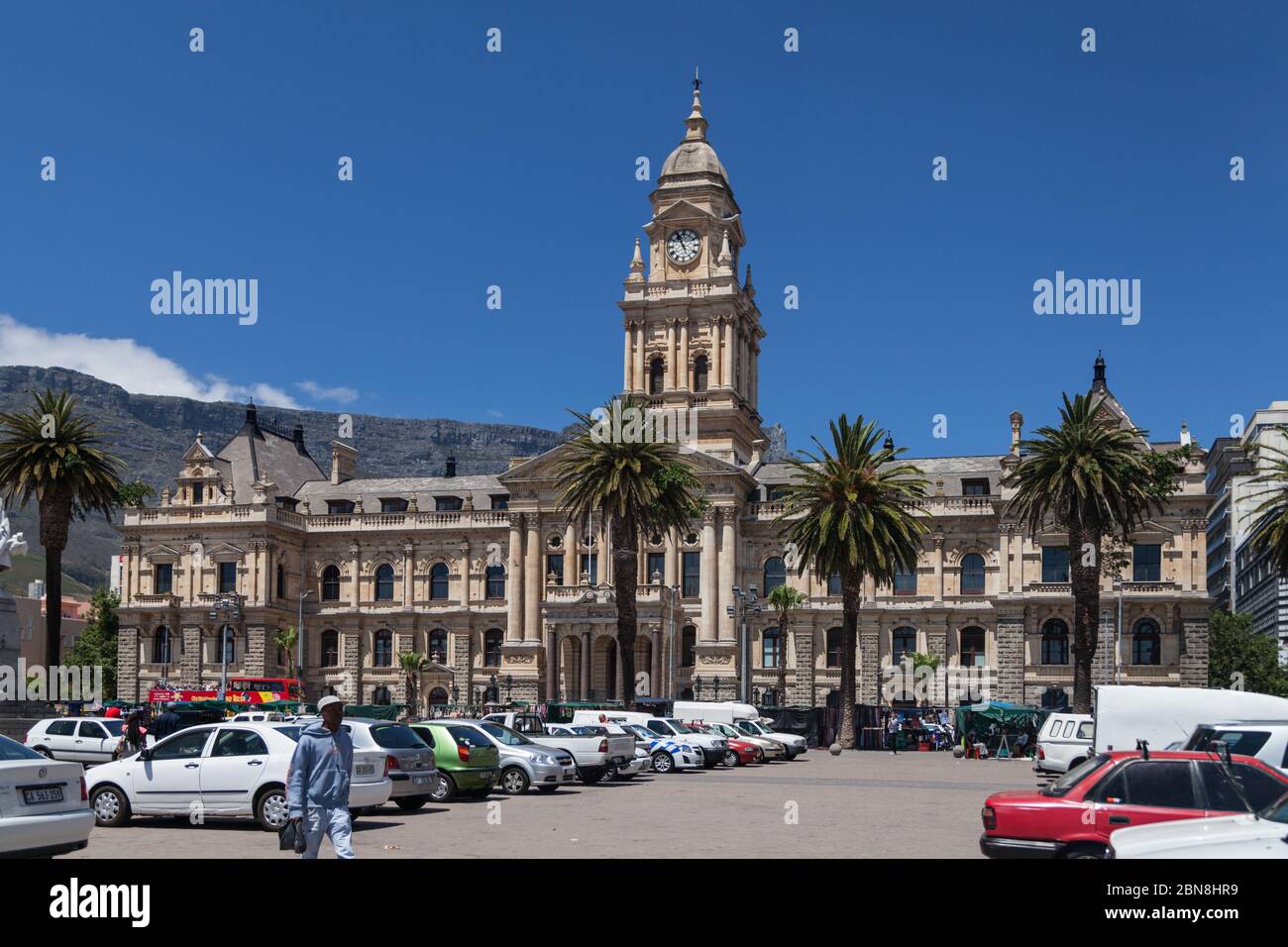 Cape Town City Hall, exterior front and parking lot, Cape Town, South ...