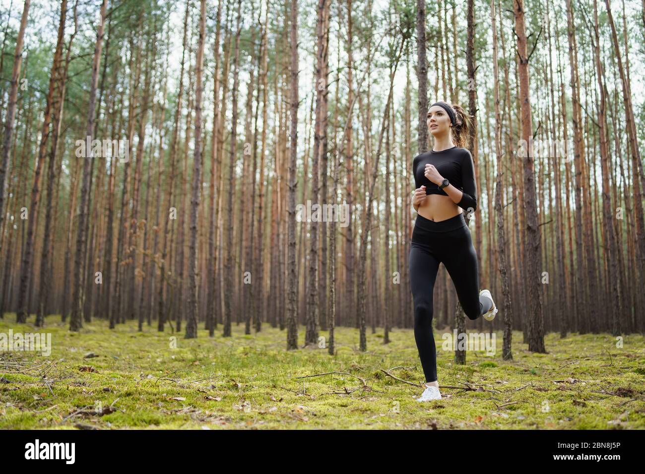 Teenager running in nature. Healthy lifestyle and relax concept. Pretty ...