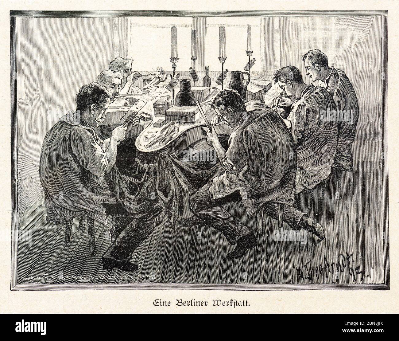 Craftsmen in a Berlin workshop, Berlin, illustration from "Die ...