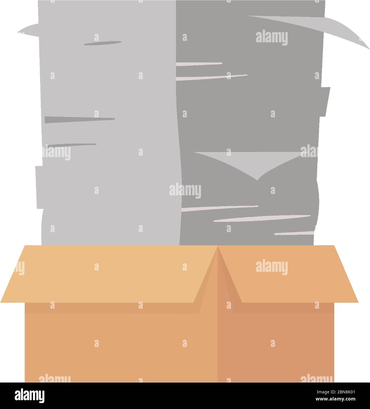 cardboard box and papers stack isolated icon design vector illustration ...