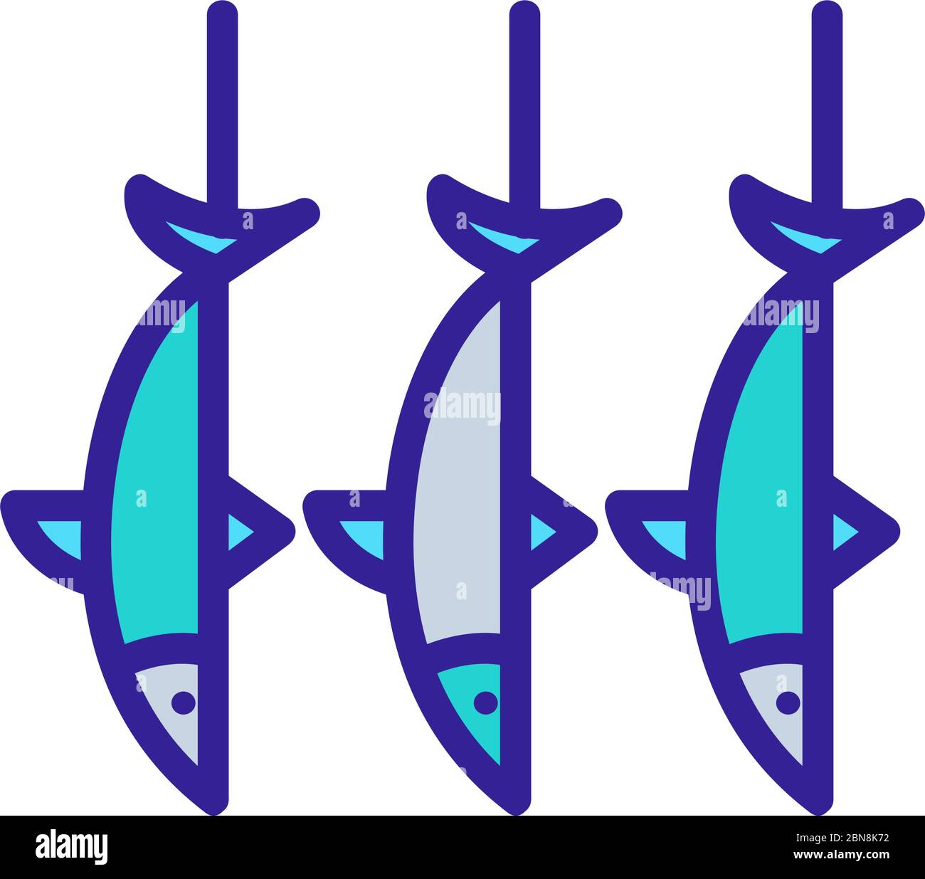 fish caught hanging icon vector outline Stock Vector Image & Art - Alamy