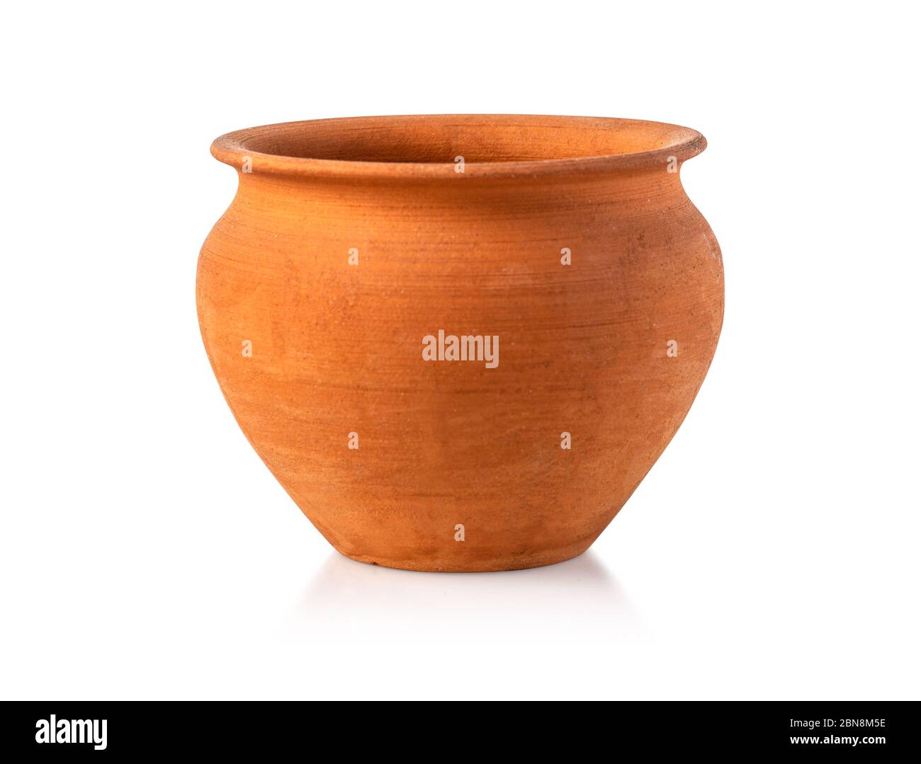 Empty ceramic brown flower pot isolated over the white background with ...