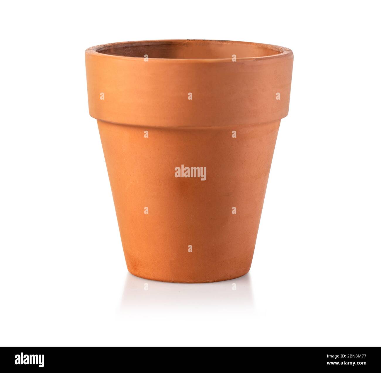 Empty ceramic brown flower pot isolated over the white background with ...