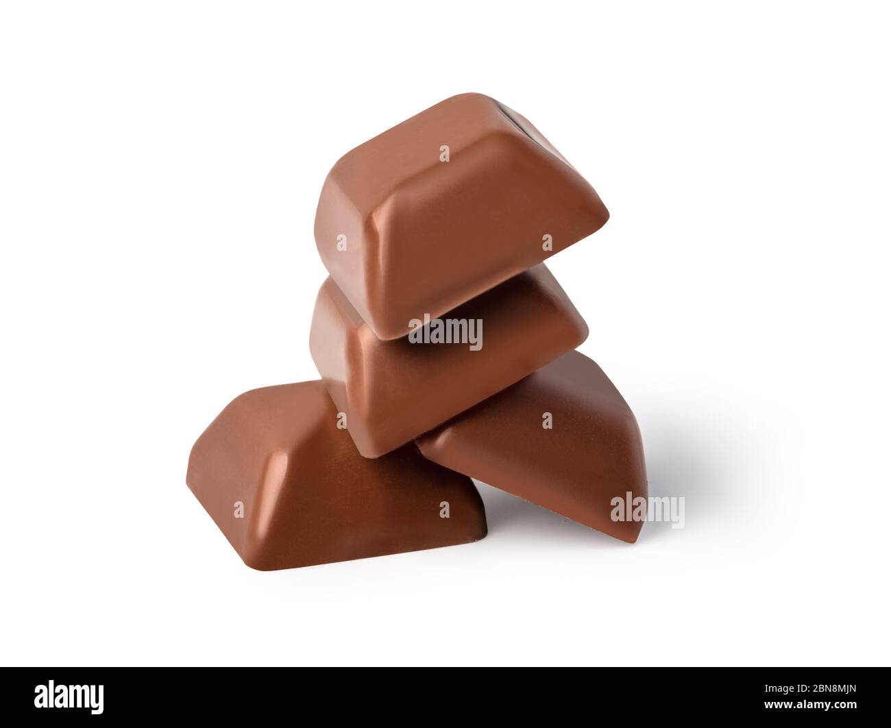 Brown chocolate pieces isolated on white background with clipping path ...