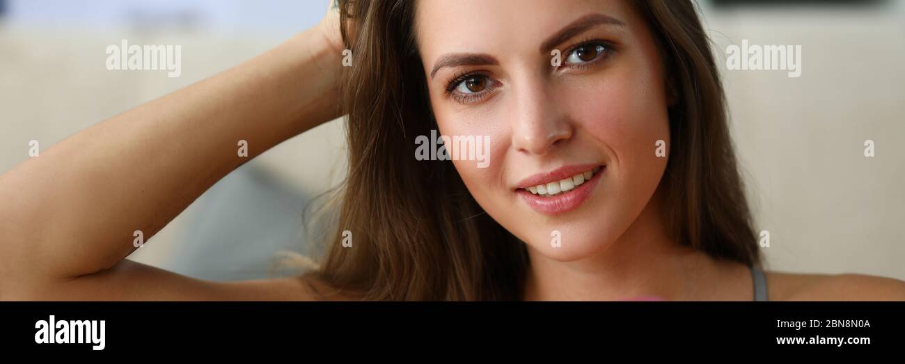 Girl drinks water to maintain perfect figure Stock Photo - Alamy