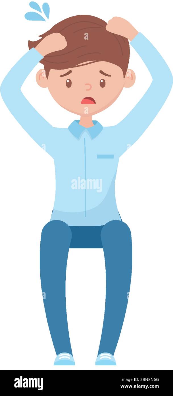 stressed employee man cartoon character isolated design vector ...