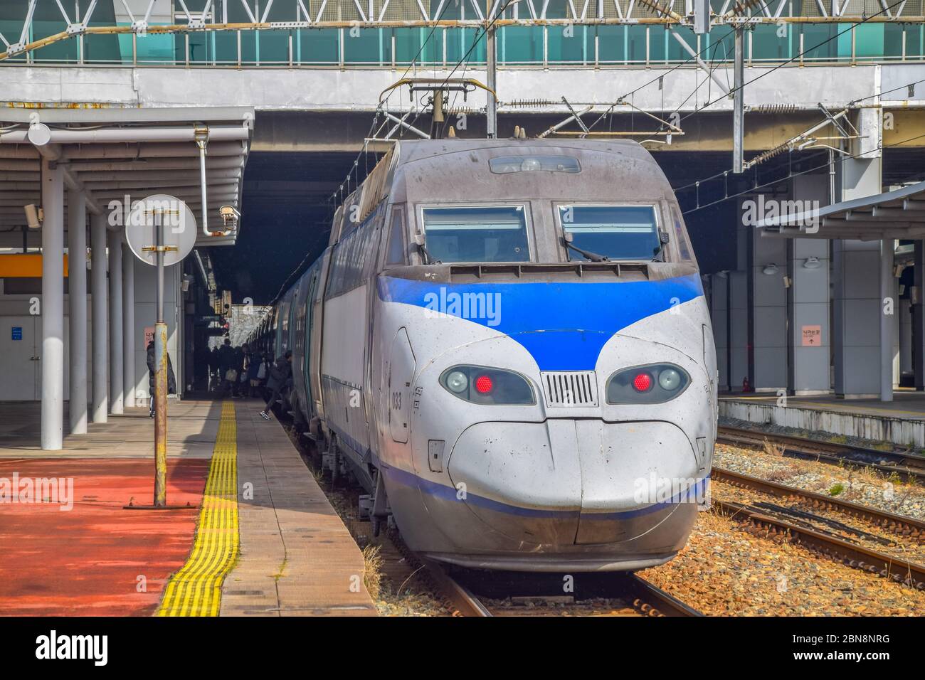 Busan,South Korea 1/18/2020 Korail Korea High Speed Rail KTX Trains in Busan Railway Station ...