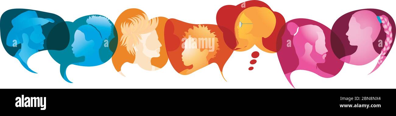 Crowd people talking. Diversity people.Multicultural population. Many ...