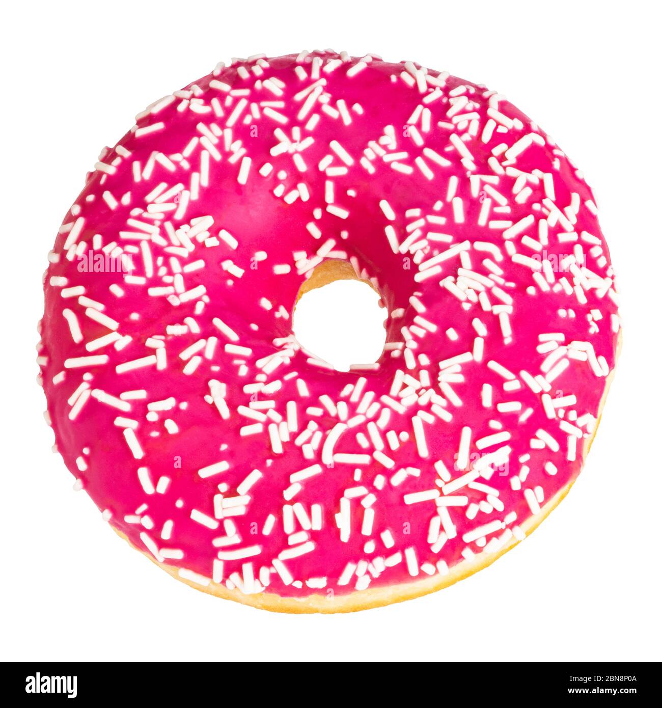 Pink donut with colorful sprinkles isolated on white background Stock ...