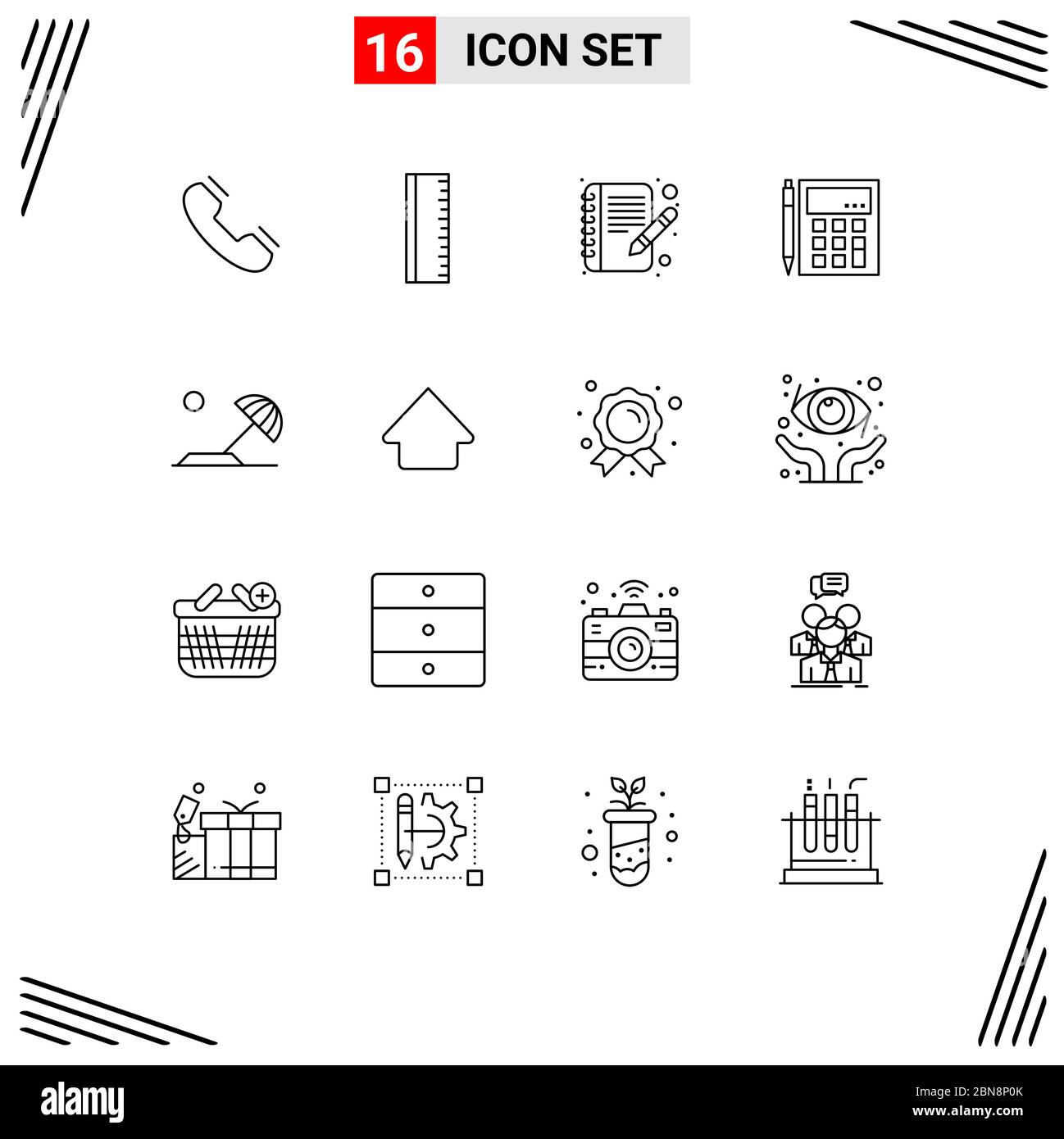 16 Universal Outline Signs Symbols of math, calculator, book ...