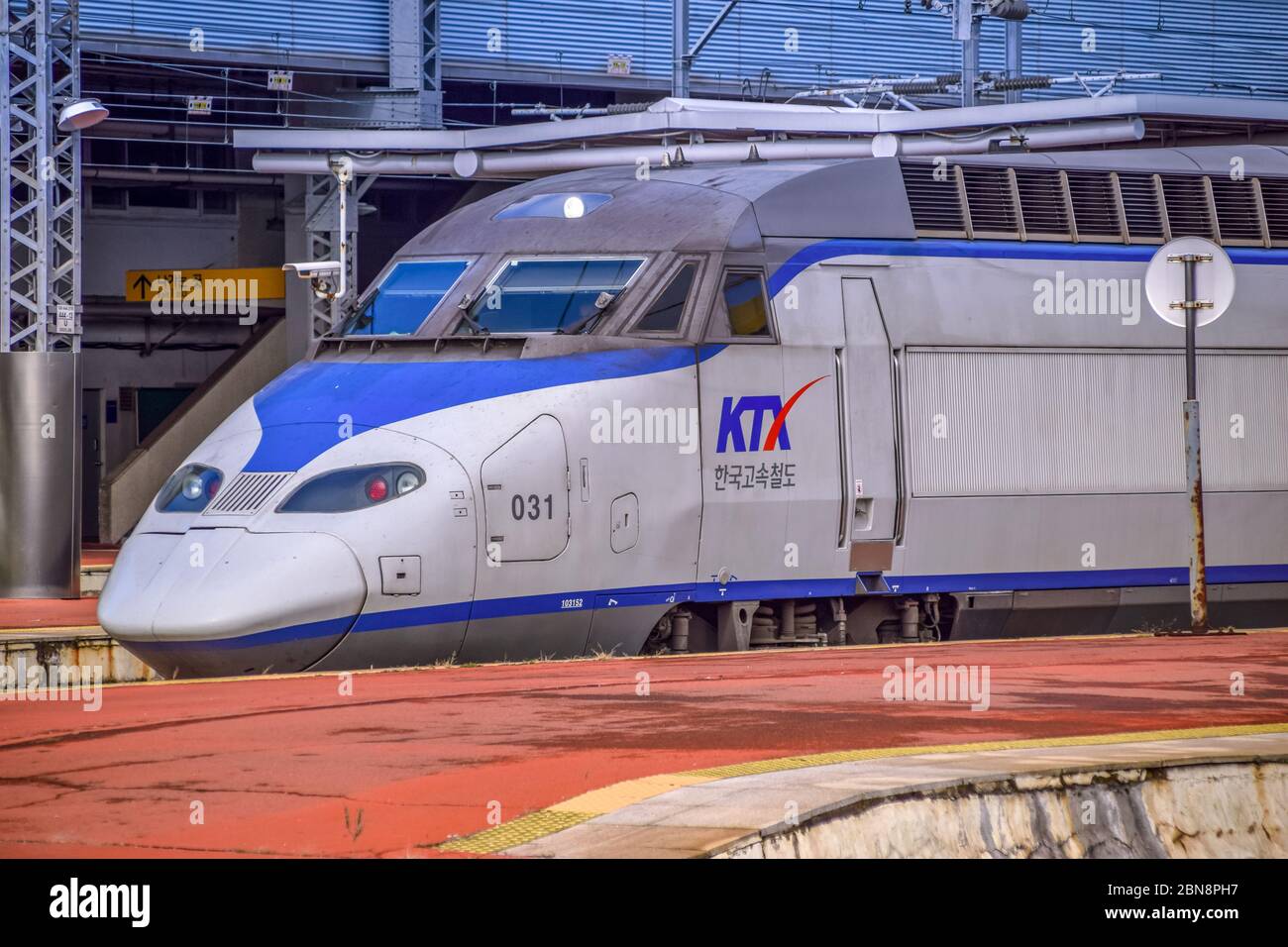 Busan,South Korea 1/18/2020 Korail Korea High Speed Rail KTX Trains in Busan Railway Station ...