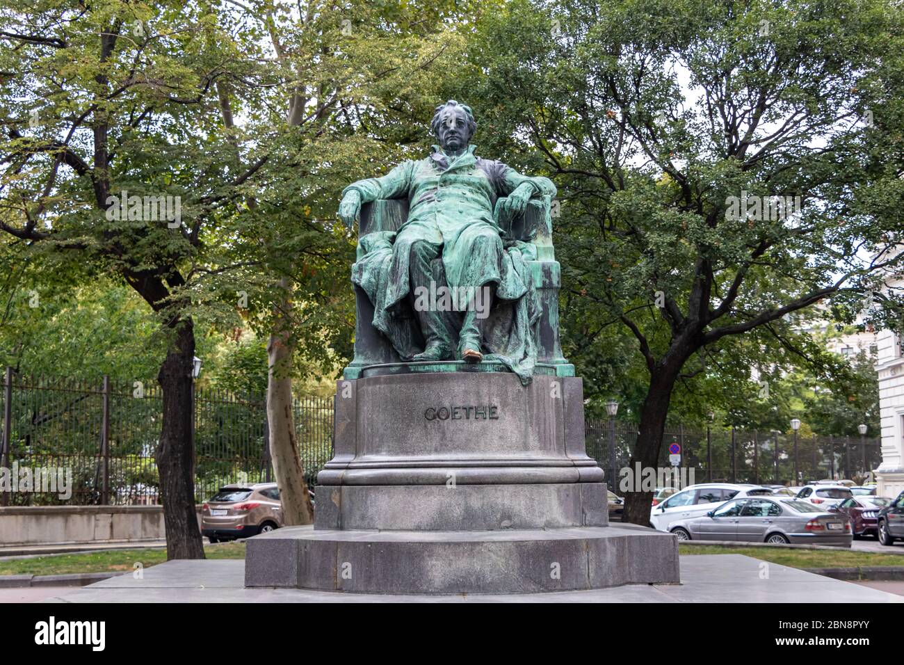 Vienna, Austria - September 1, 2019: Statue of German writer Goethe in ...