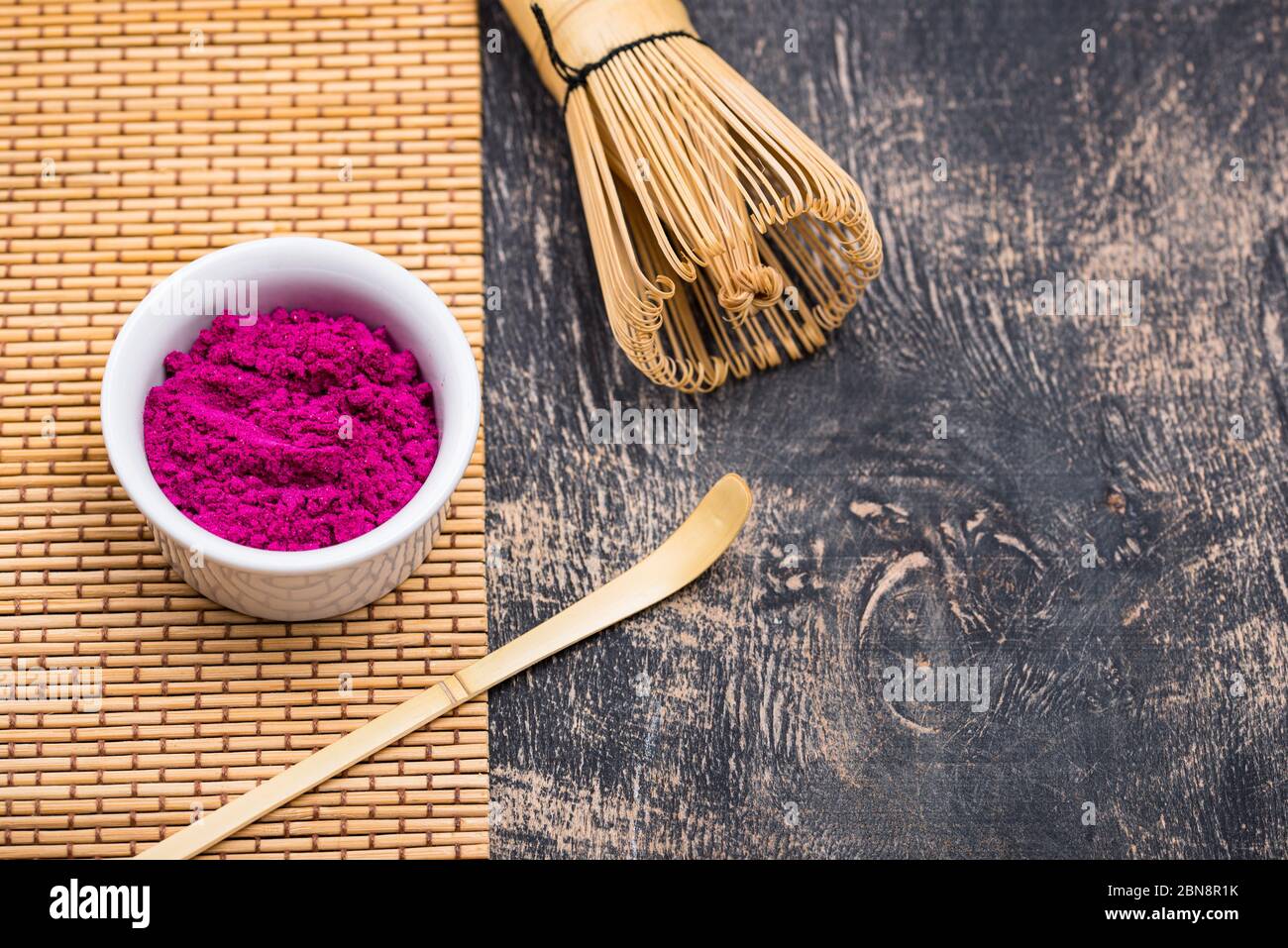 Pink matcha powder from dragon fruit Stock Photo - Alamy