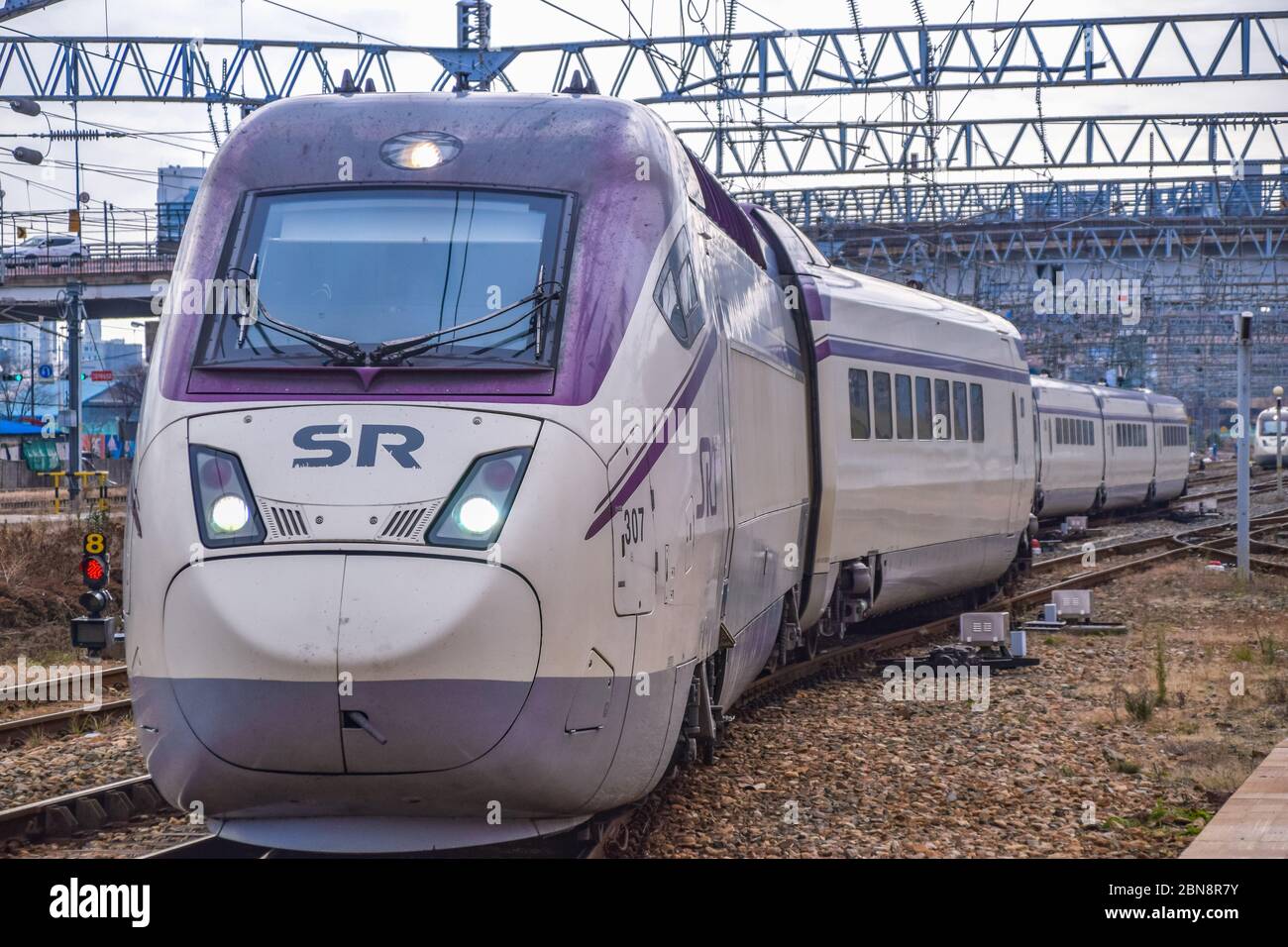 Busan,South Korea 1/18/2020 Korail Korea High Speed Rail KTX Trains in Busan Railway Station ...