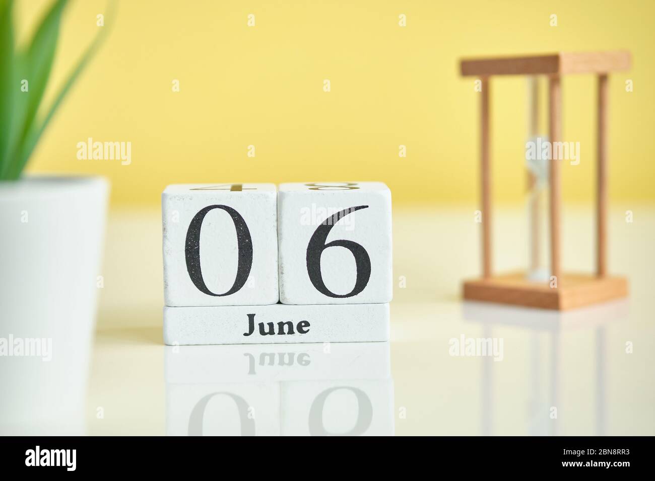 06 sixth june Month Calendar Concept on Wooden Blocks. Close up Stock ...