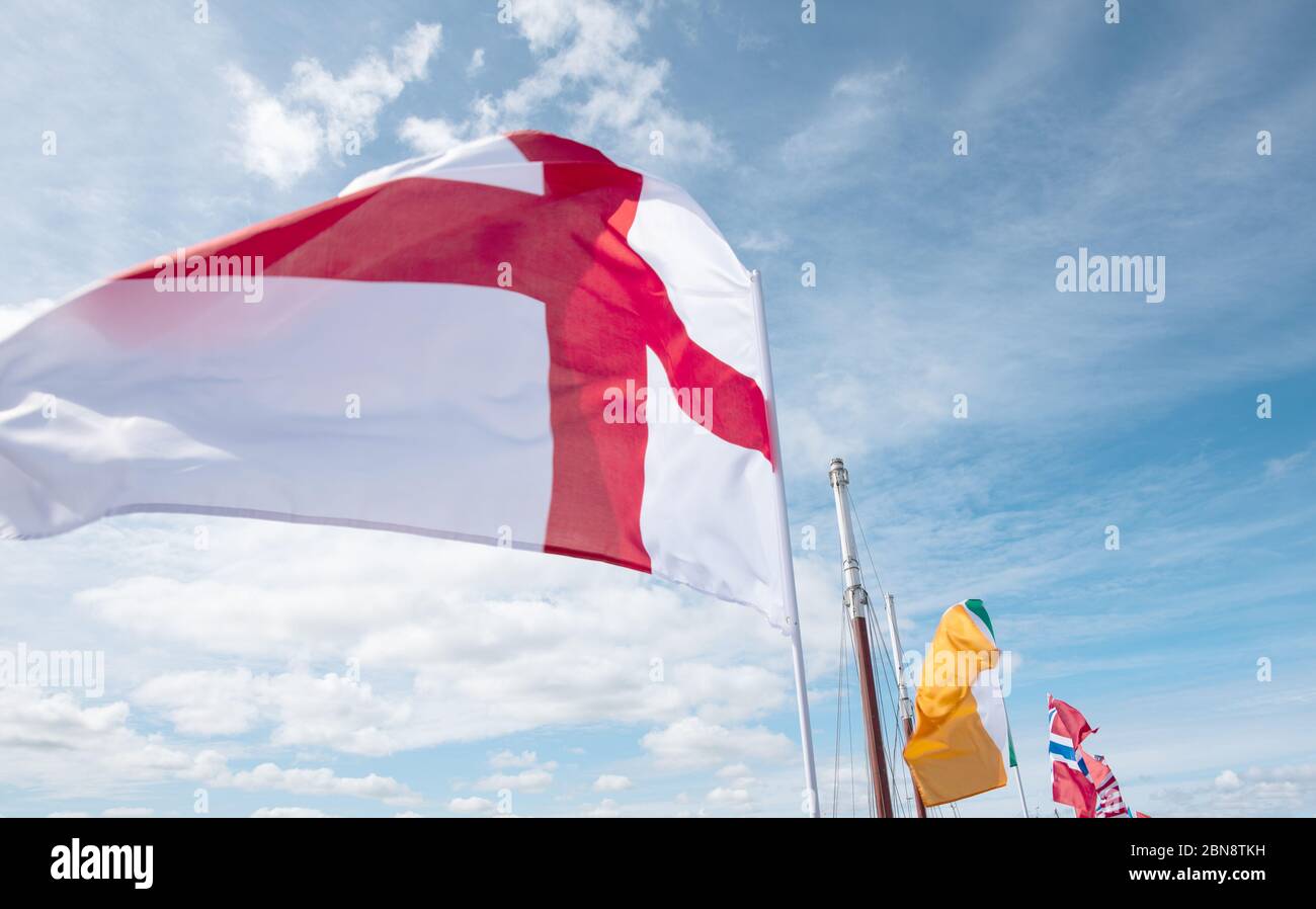 English Flag Flying St George UK Stock Photo - Alamy