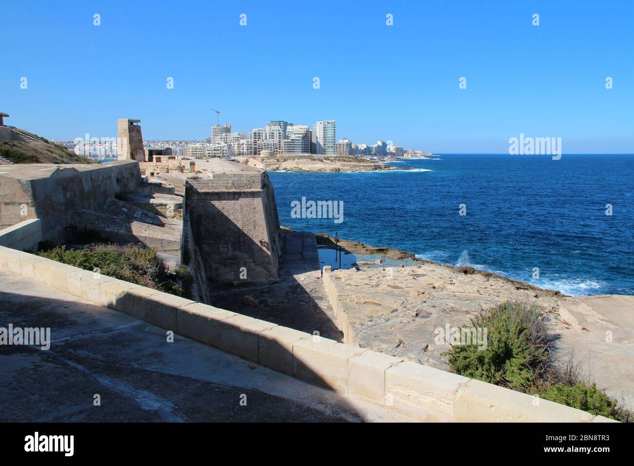 saint elmo fort and mediterranean coast in valletta in malta Stock ...