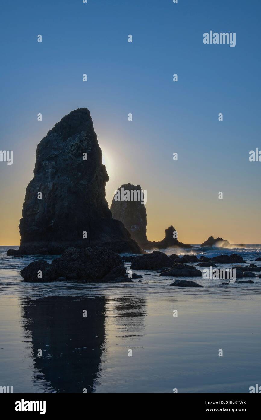 Oregon Beach at Sunset Stock Photo - Alamy