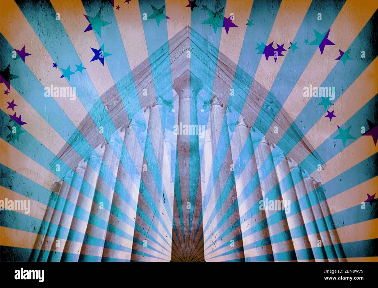 Temple in ancient Greek style. Background with rays of light Stock ...
