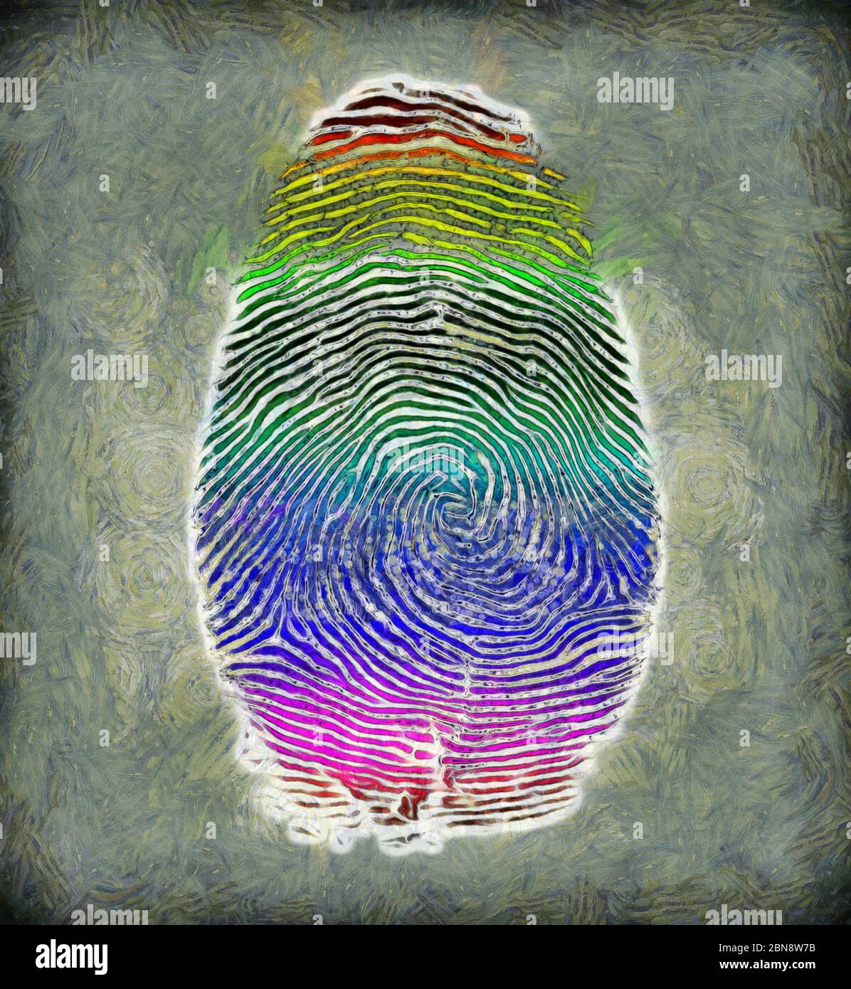 Modern art. Fingerprint in colors of rainbow Stock Photo - Alamy