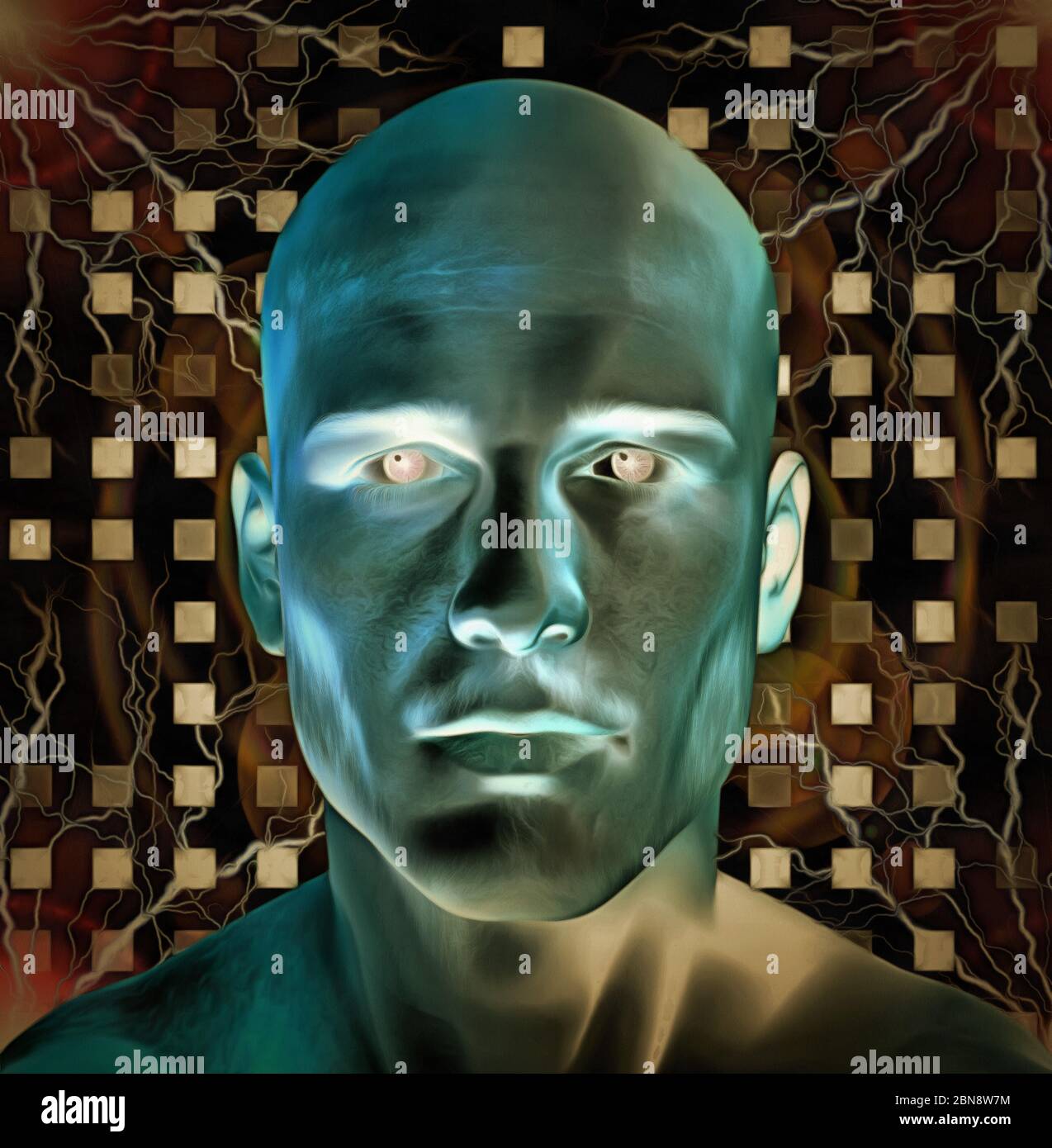 Man's head in modern scene Stock Photo - Alamy