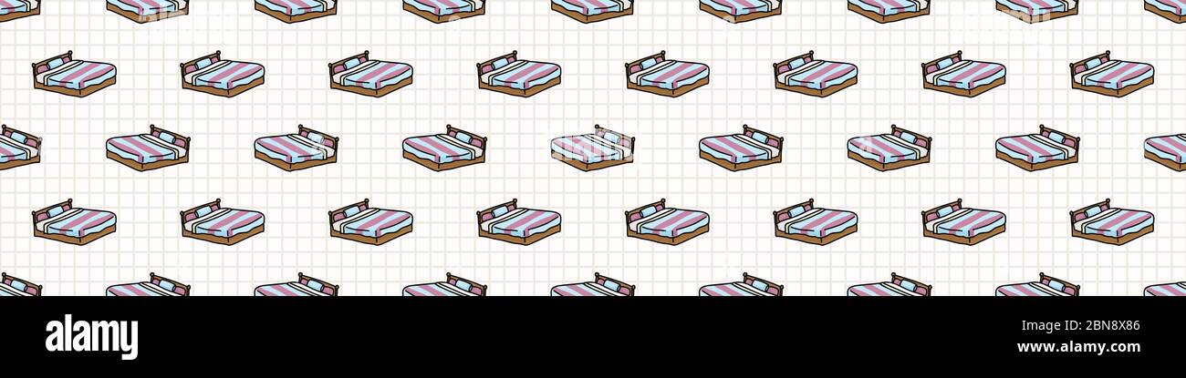 Hand drawn cute striped bed seamless vector border. Adorable bedding ...