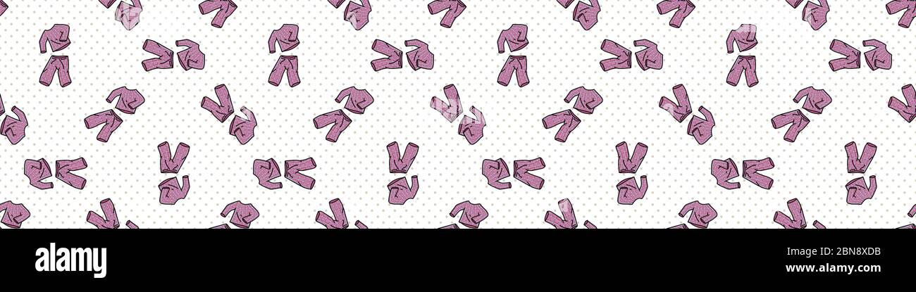 Hand drawn cute bed time pajamas seamless vector border. Adorable ...