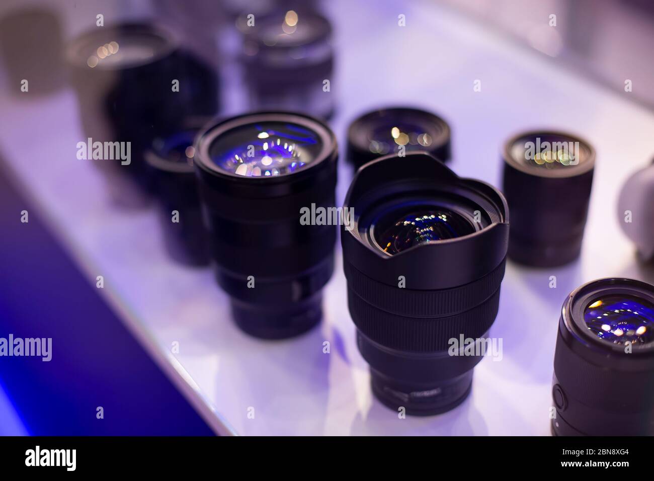 lenses stand vertically in the window. soft focus side view Stock Photo ...