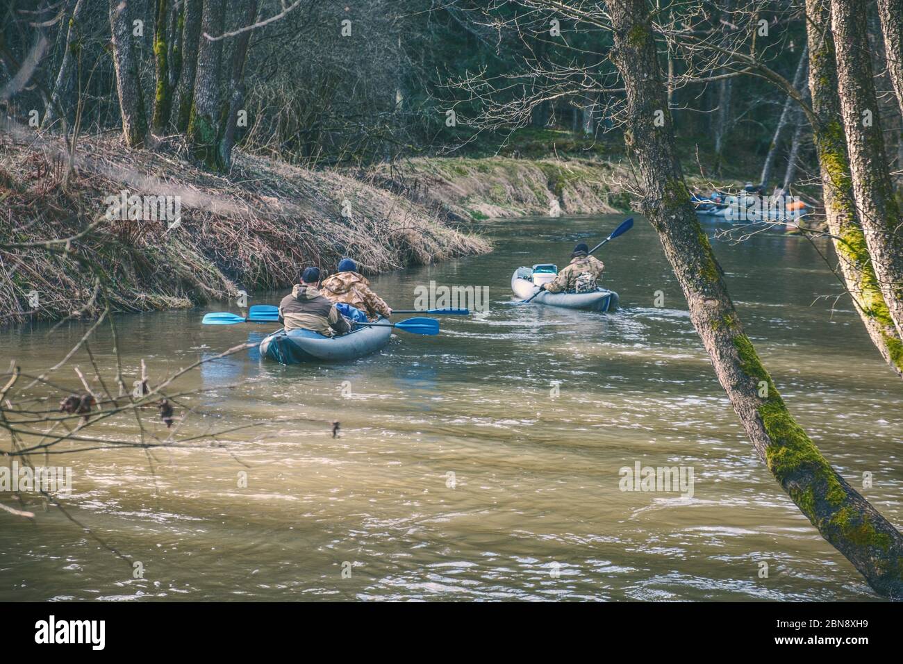 Kayaking on the forest river Stock Photo - Alamy