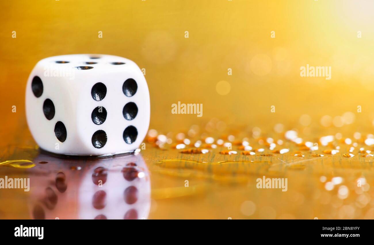 Life coaching, success concept - web banner of a dice on golden ...