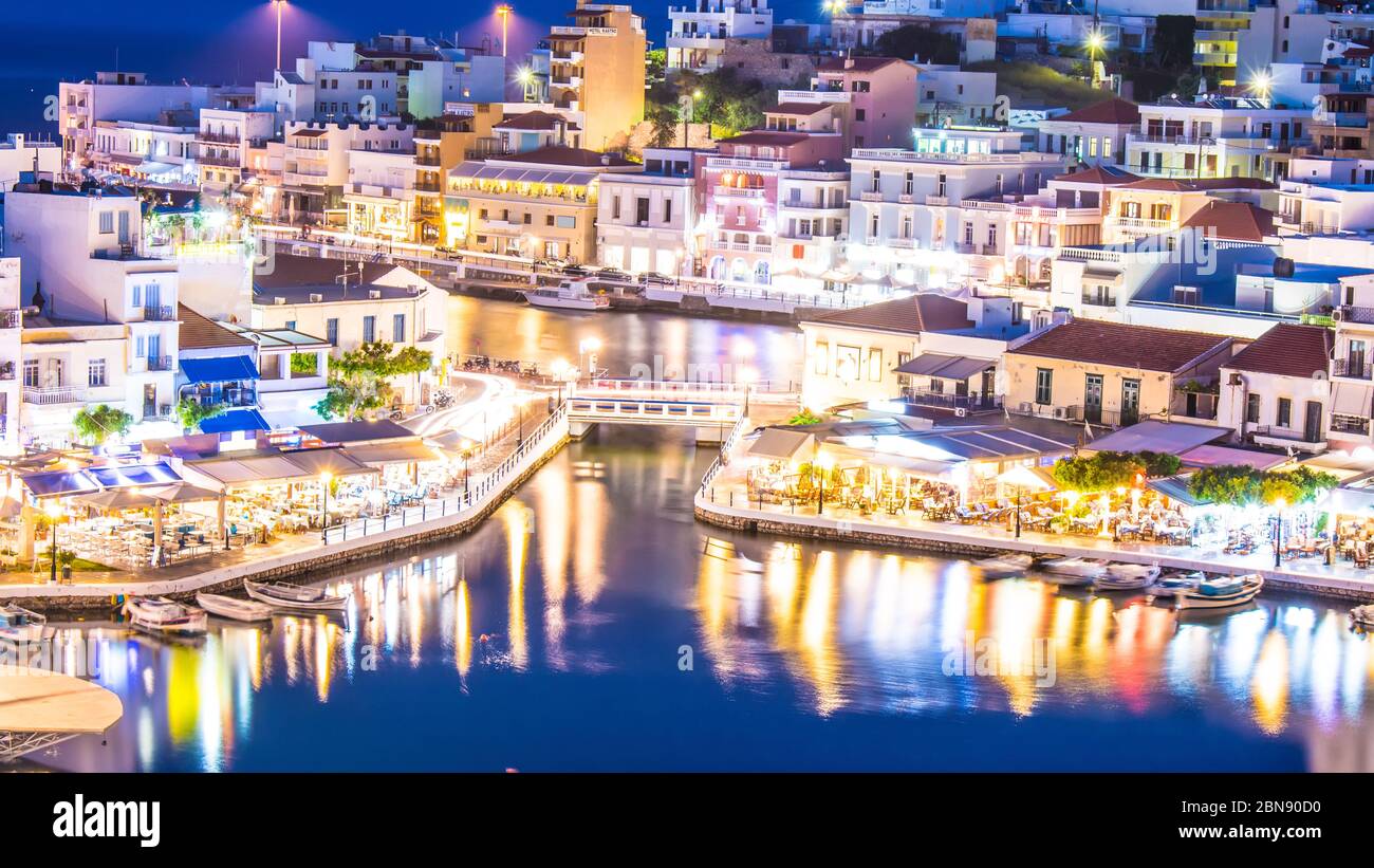Agios Nikolaos, Crete, Greece. Agios Nikolaos beautiful town in the ...
