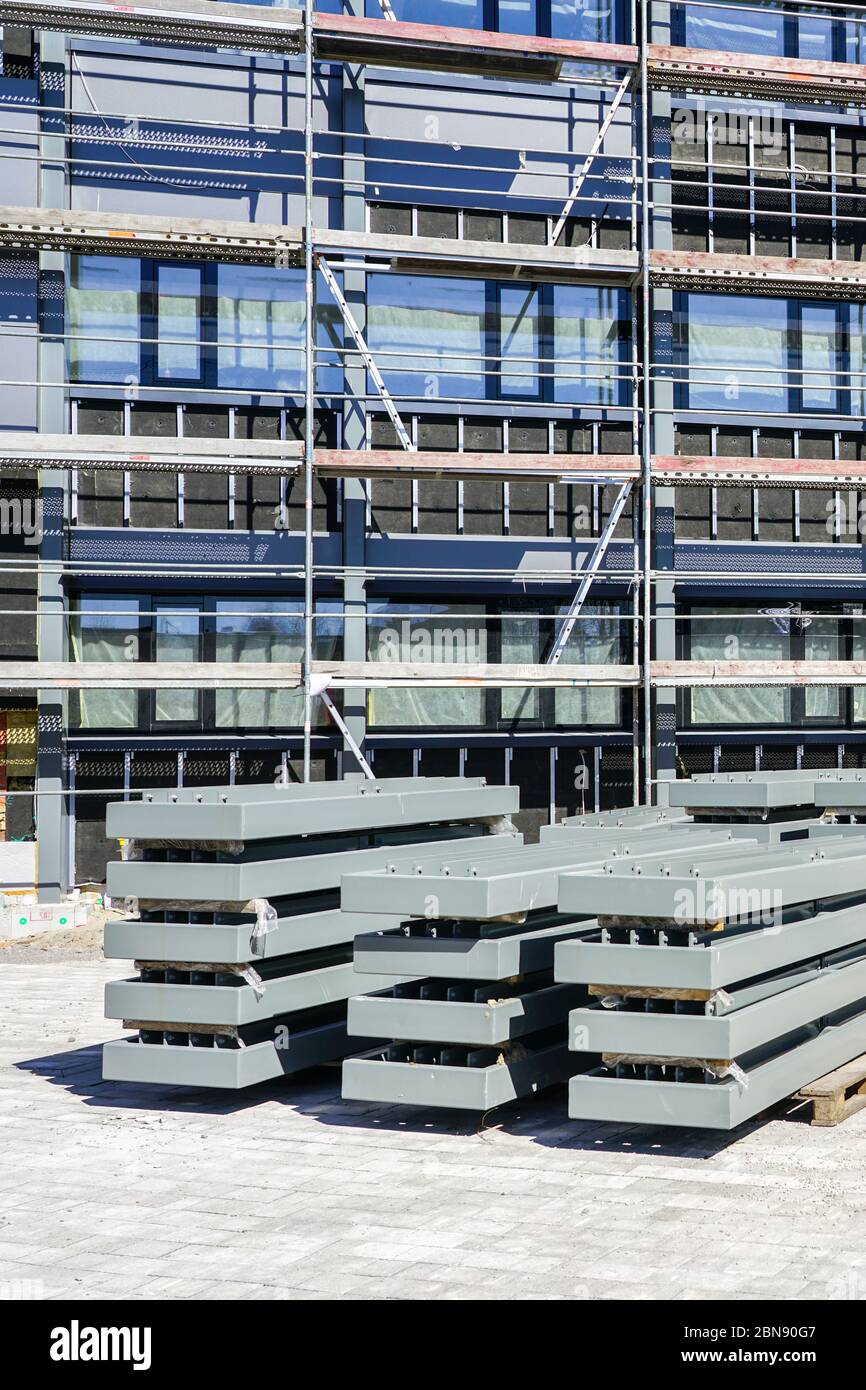 decorative house facade finishing panels on a house renovation ...