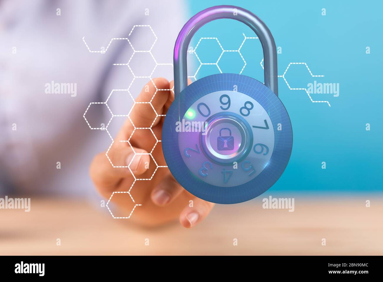 A security data code digital in hand Stock Photo - Alamy