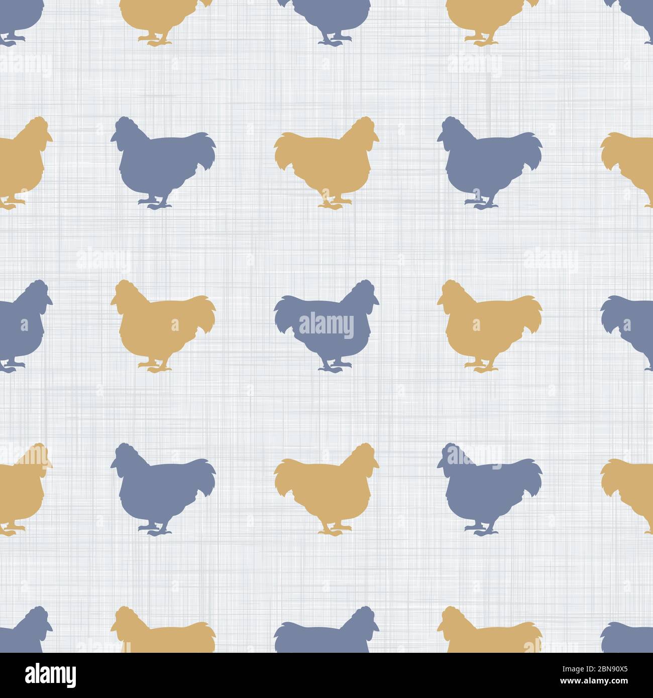 Seamless french farmhouse hen and silhouette pattern. Farmhouse linen ...