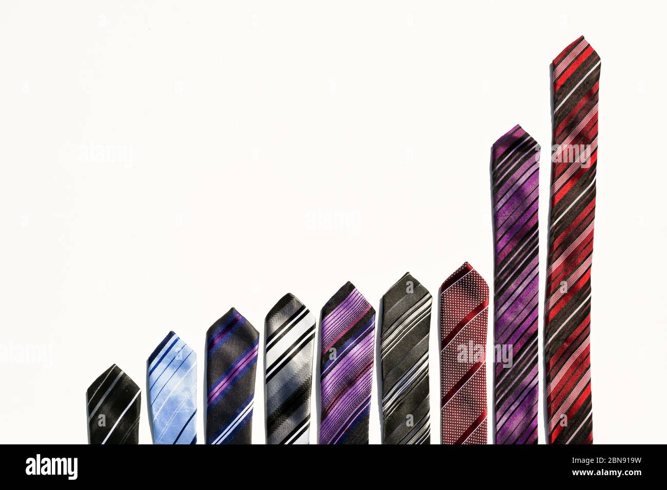 Pattern formed by different colour ties in ascending order of height ...