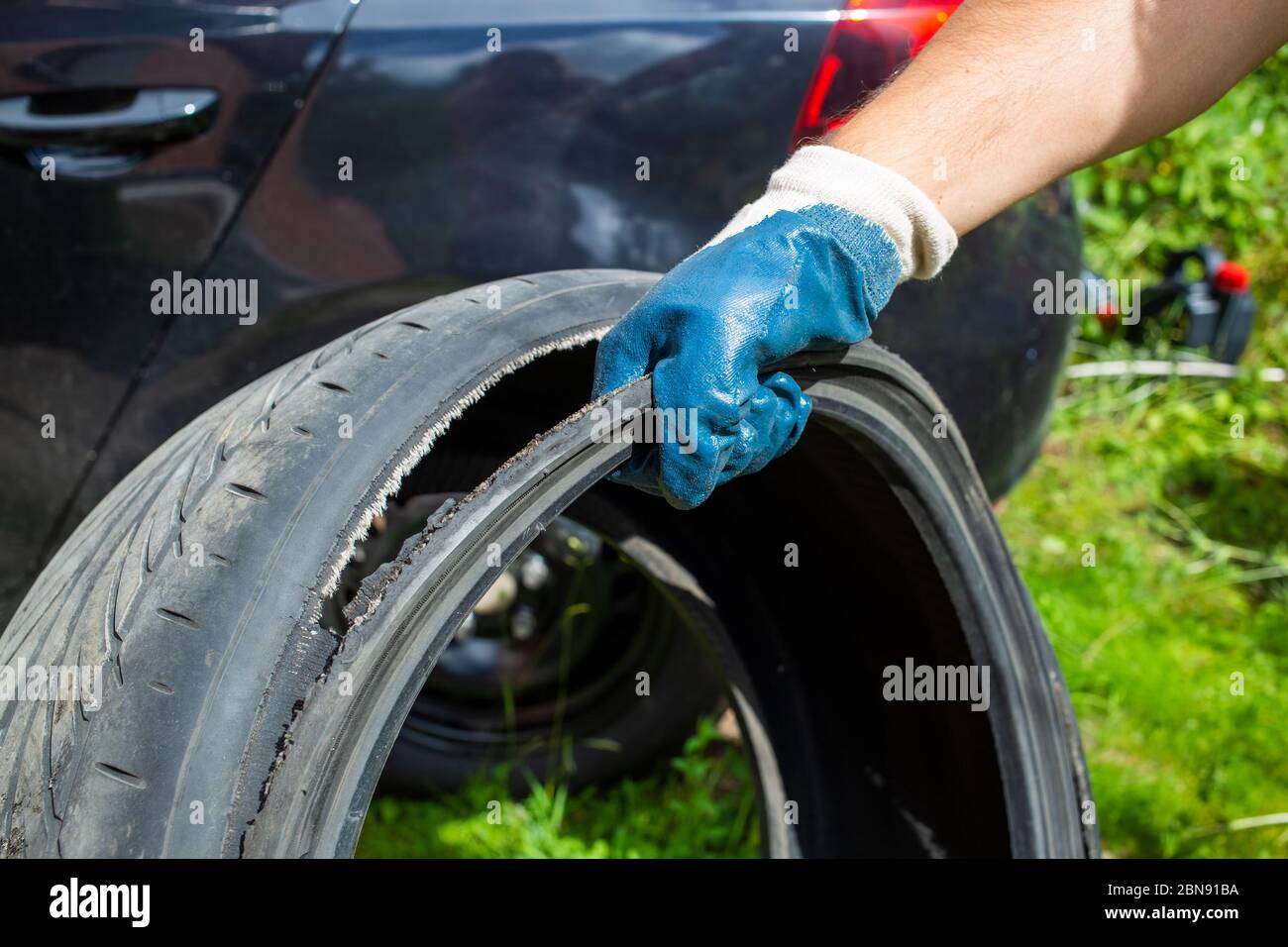 Car tire burst hi-res stock photography and images - Alamy