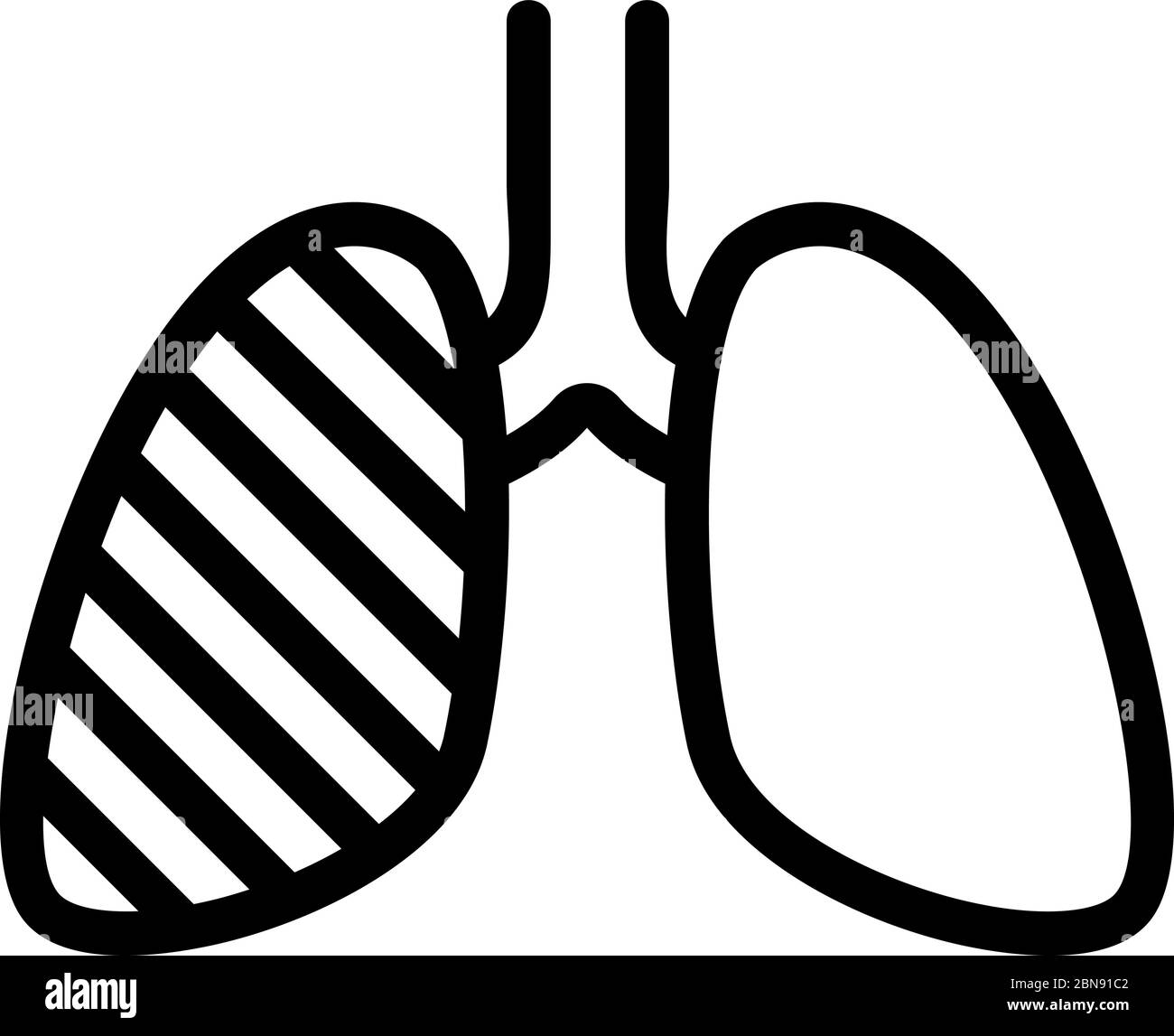 One Human Lung Infected With Tuberculosis Icon Vector Outline