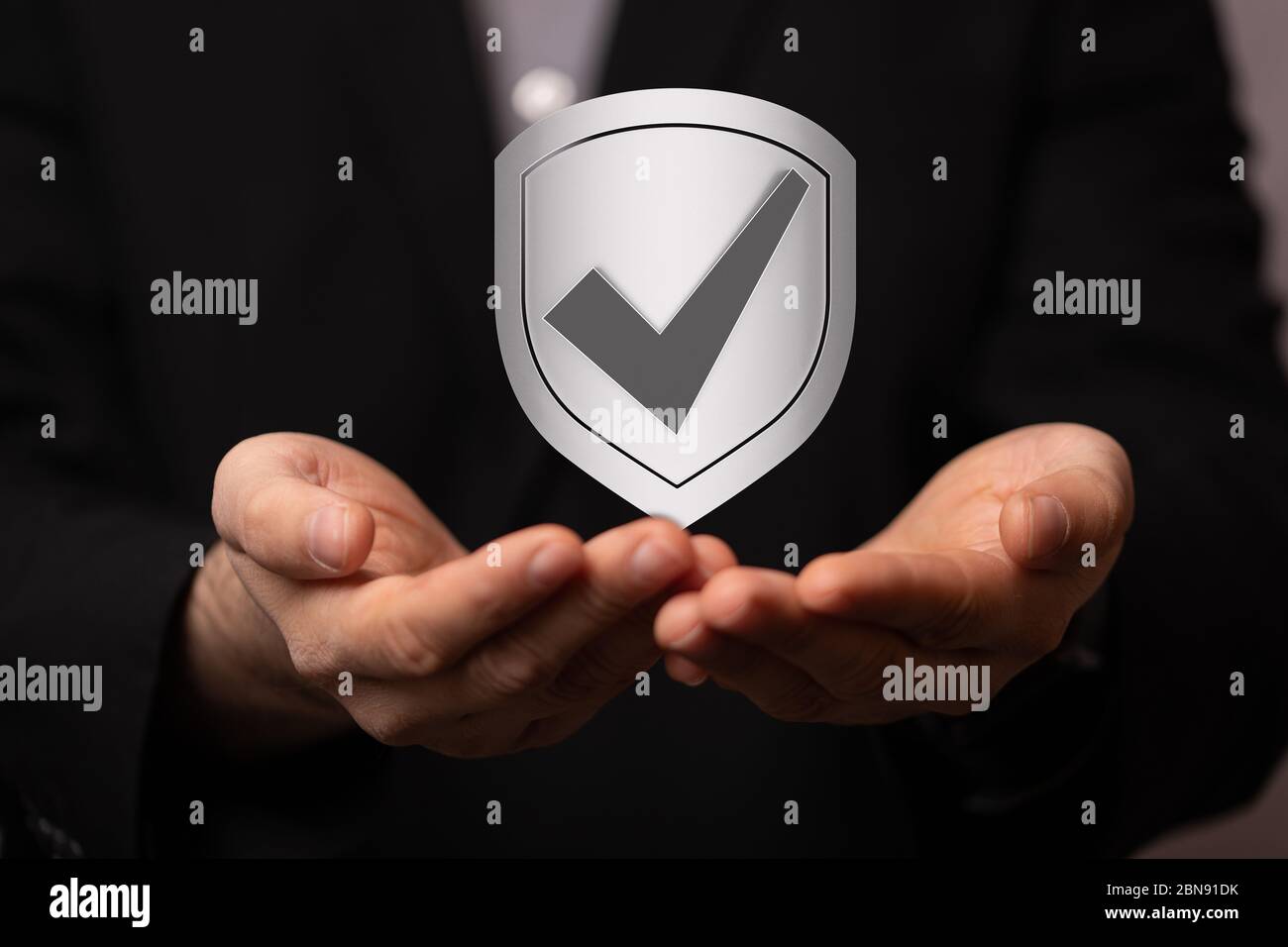 A holding protection shield 3d attack Stock Photo - Alamy